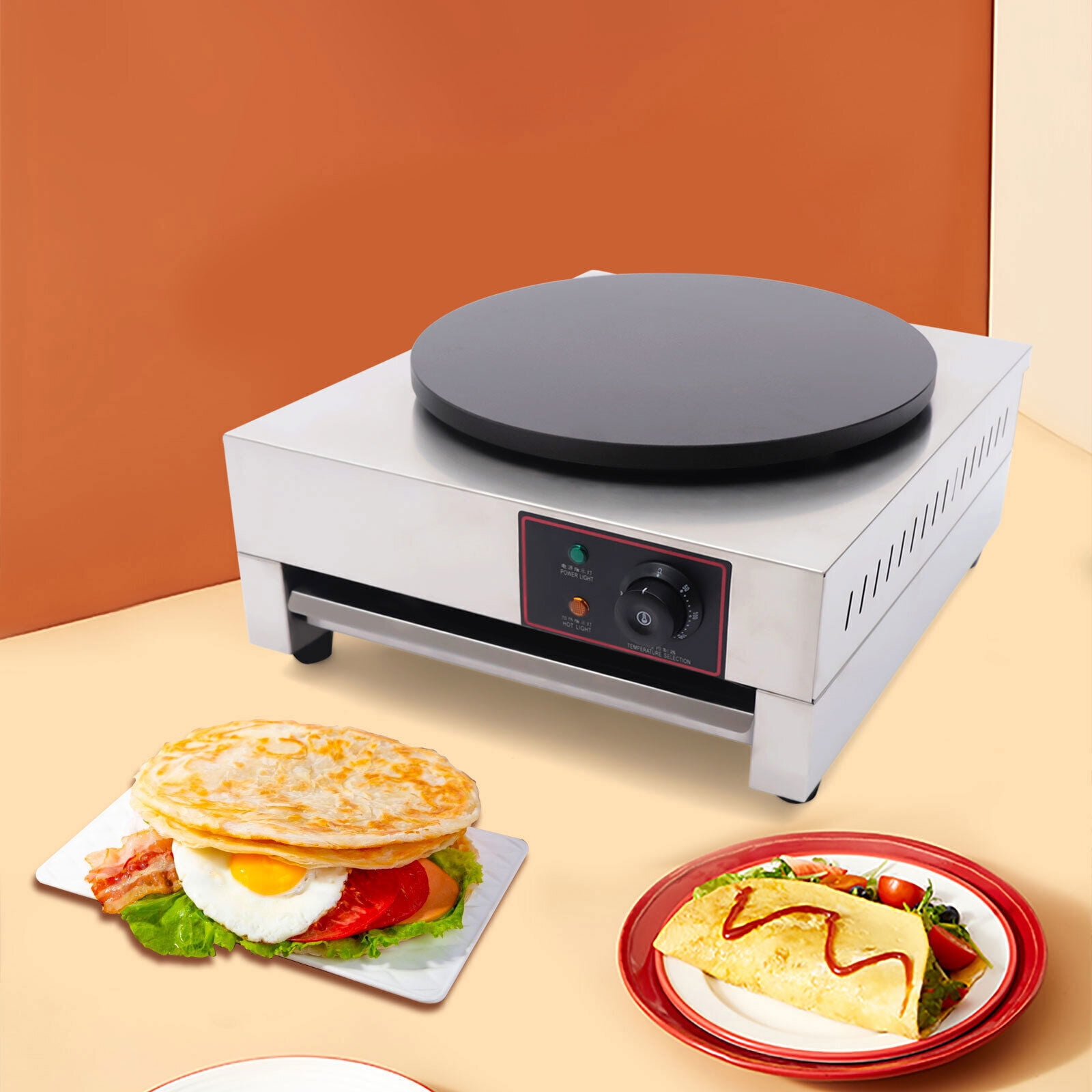 Miumaeov 16" Commercial Crepe Maker 1700W Electric Pancake Maker with ...