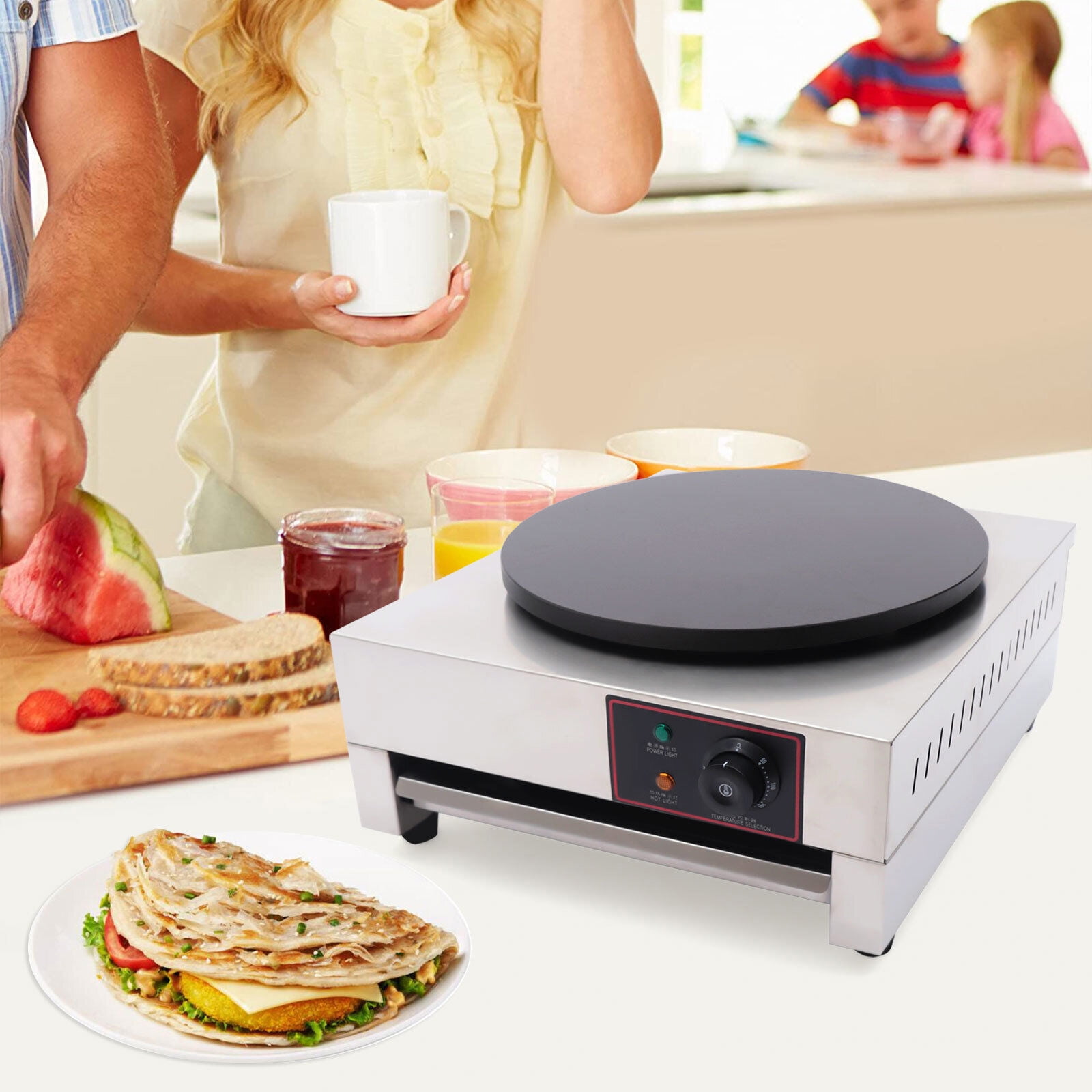 Miumaeov 16'' Commercial Electric Crepe Maker Machine Pancake Baking ...