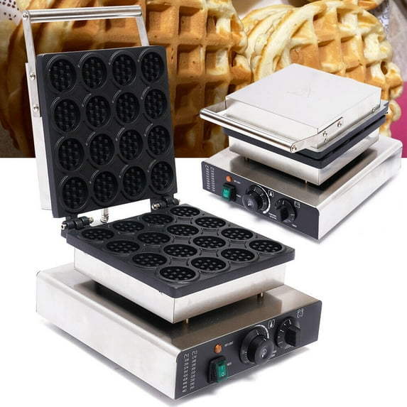 Miumaeov 16-Grid Electric Mini Round Waffle Maker Commercial Non-stick ...