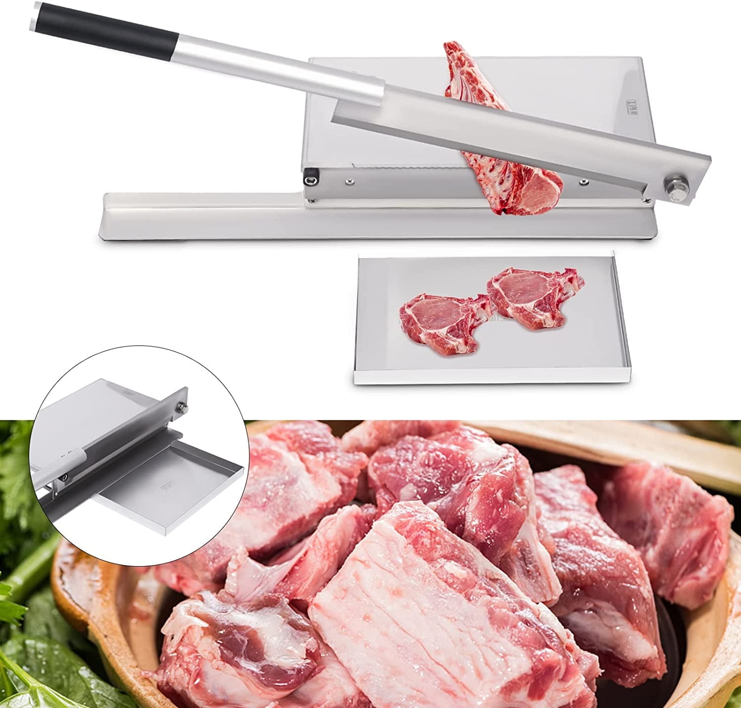 Miumaeov 16 inch Manual Meat Bone Cutter, Heavy Duty Guillotine Machine ...