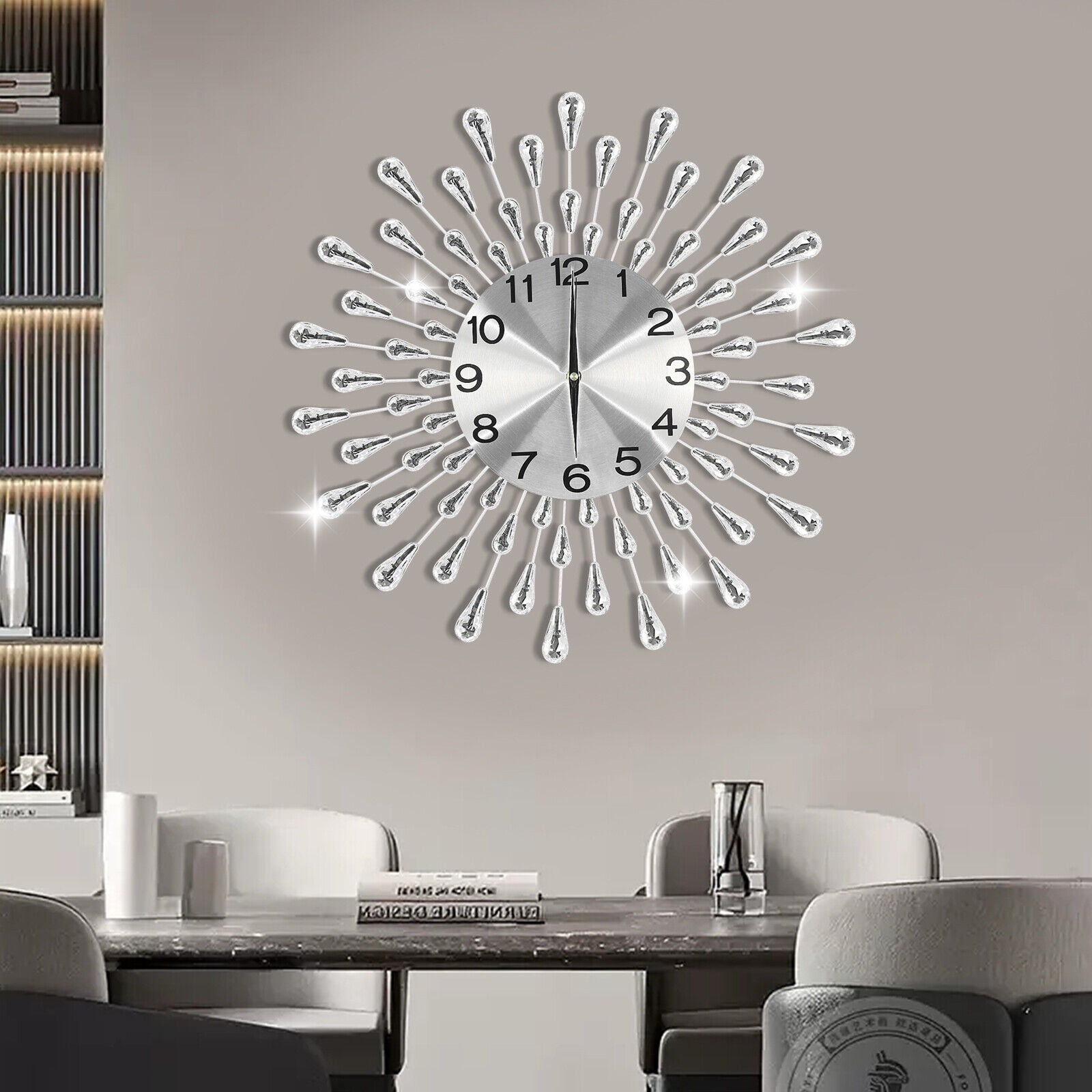Miumaeov 19.7" Large Wall Clock Modern Big Crystal Non-Ticking Quiet ...