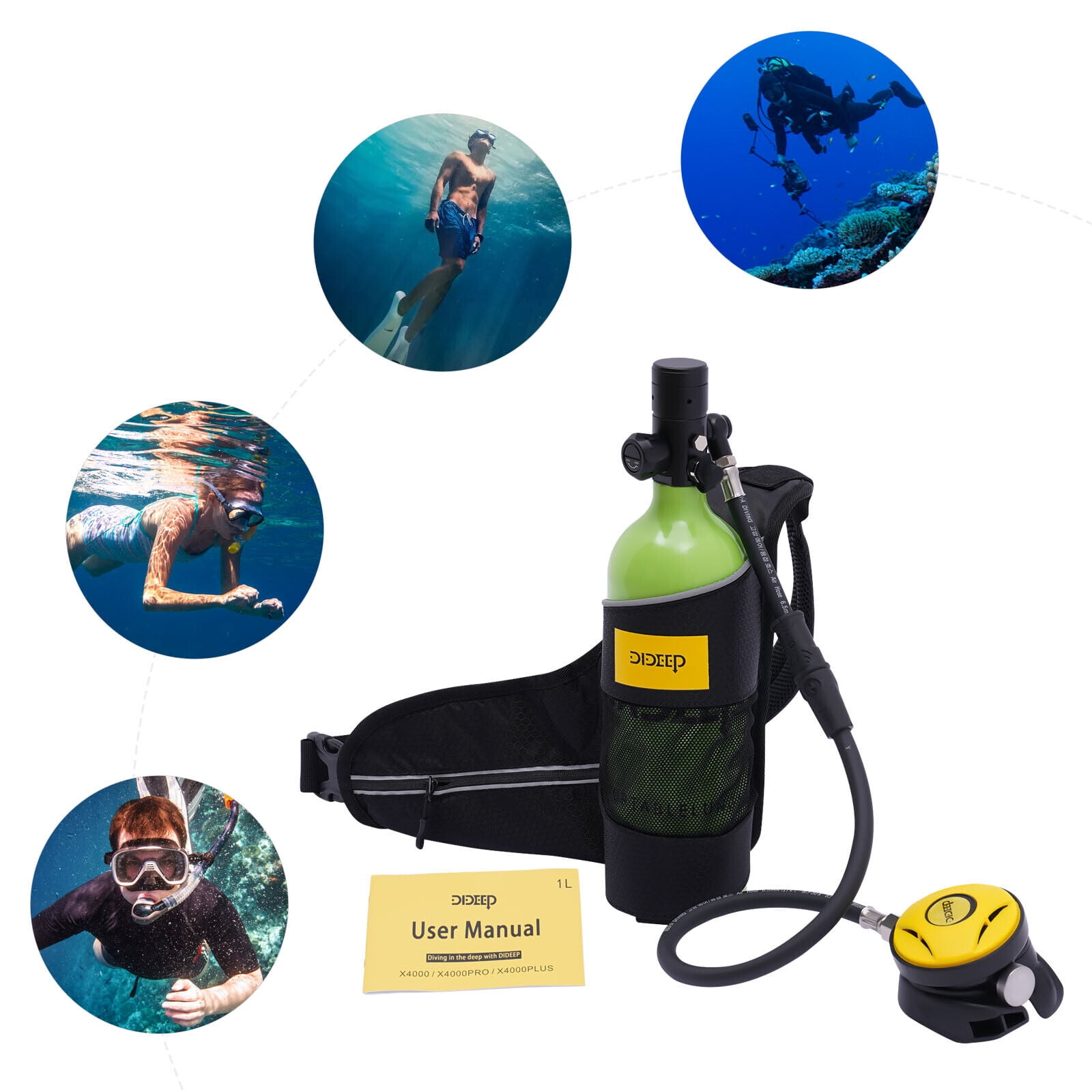 Miumaeov 1L Reusable Mini Scuba Tank 15-20 Minutes Diving Cylinder ...
