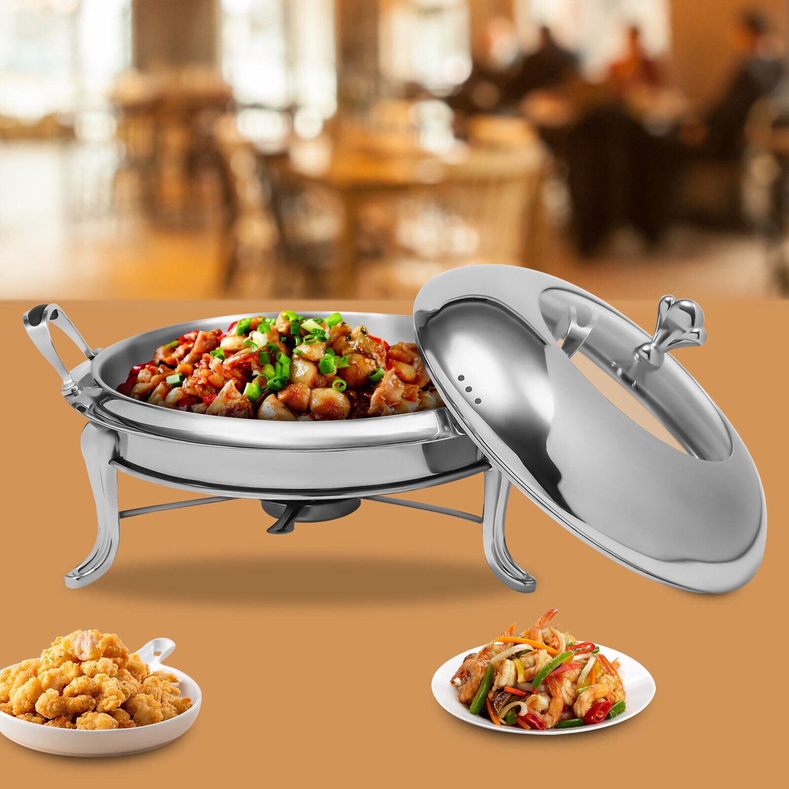 Miumaeov 2.64Qt Round Chafing Dish Stainless Steel Roll Top Chafer ...