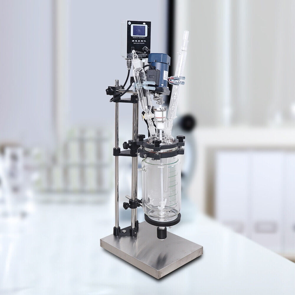 Miumaeov 2-Layer Jacketed Glass Reactor 3L Digital Chemical Reaction ...
