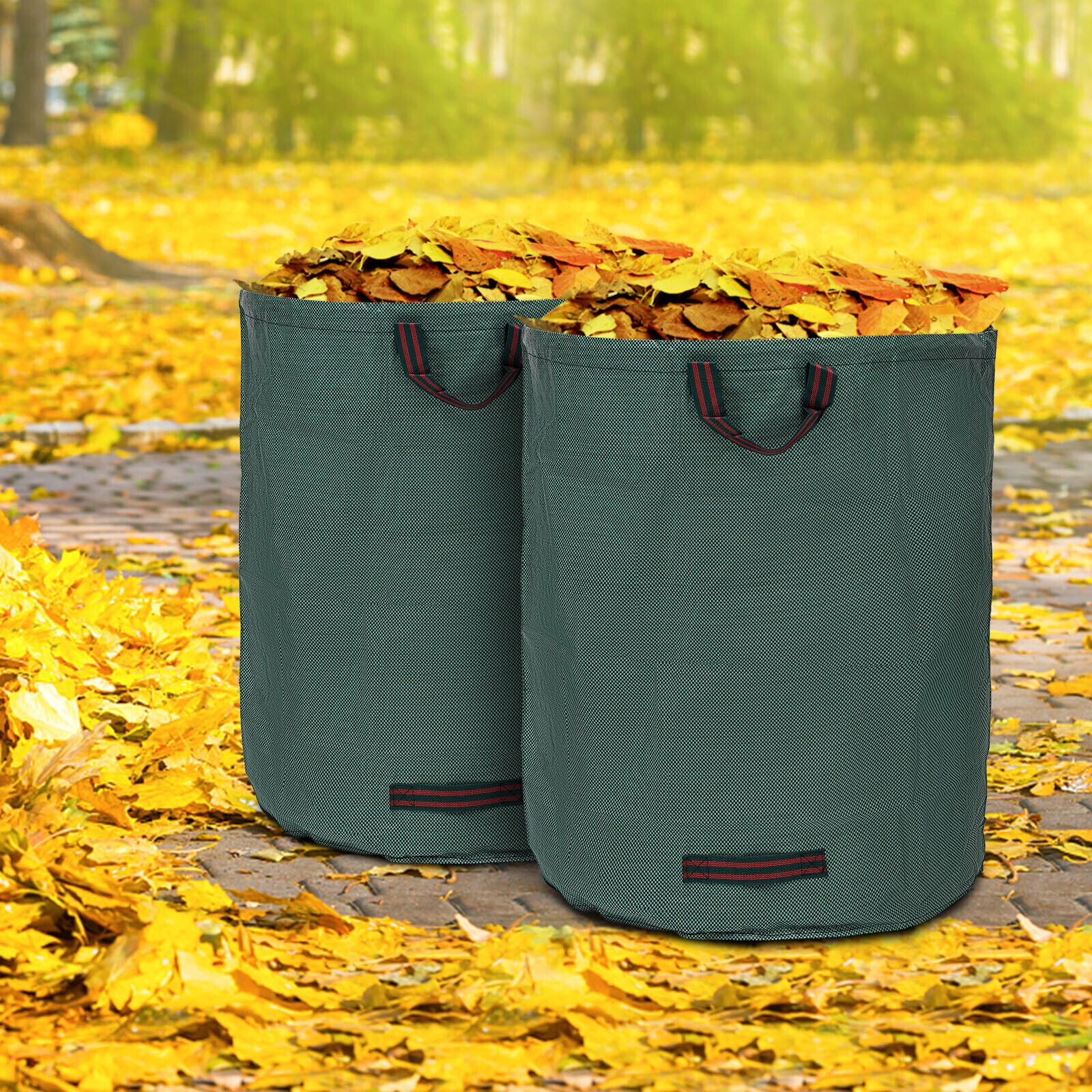 Miumaeov 2-Pack 132 Gallon Lawn Leaf Waste Bag Folding Reuseable ...