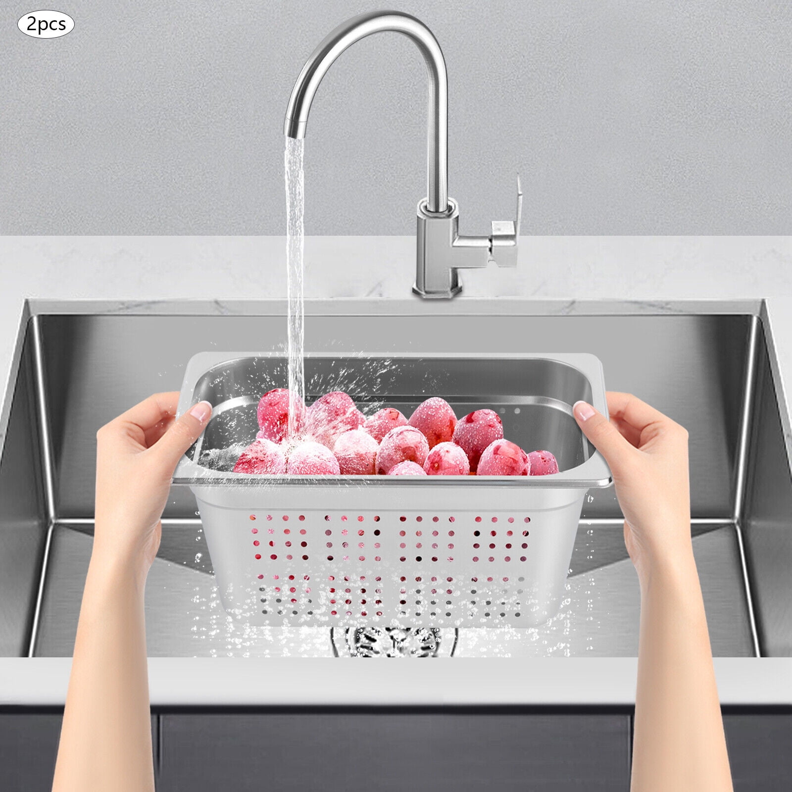 Miumaeov 2-Pack Stainless Steel Steam Table Pans Hotel Pans with Holes ...