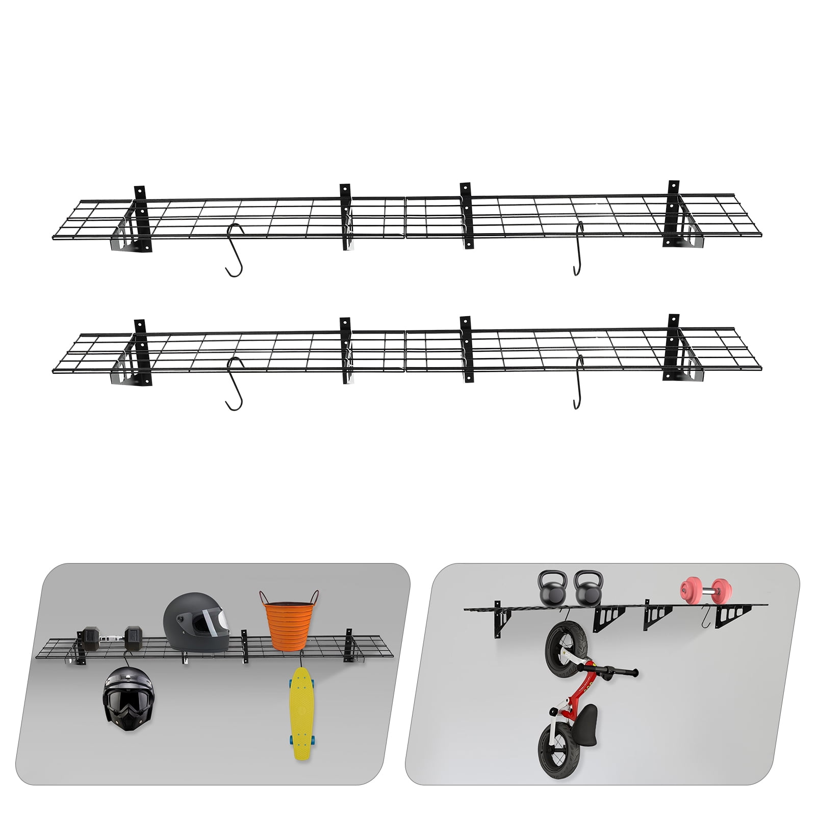 Miumaeov 2 Packs 72"*12" Garage Wall Shelf Black Garage Storage ...