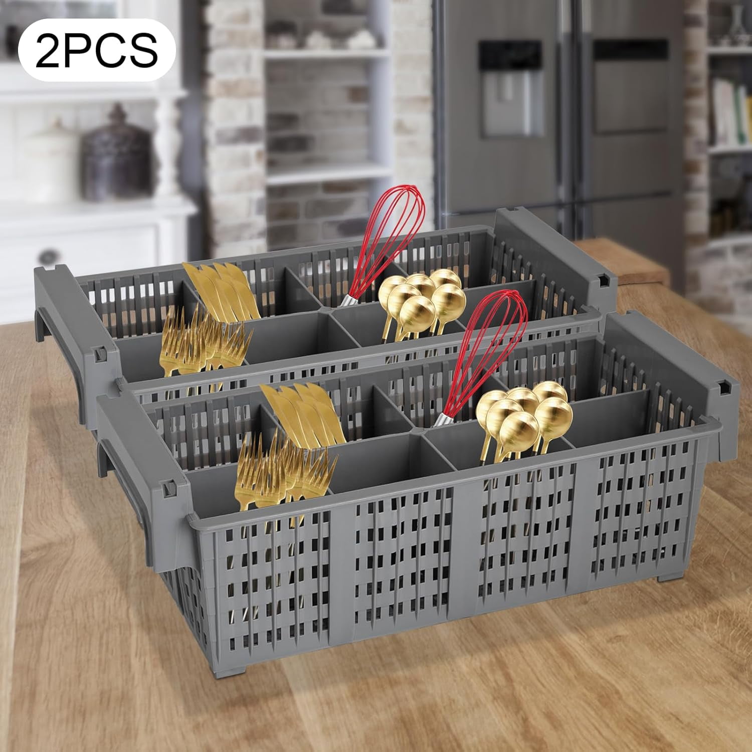 Miumaeov 2 Pcs Cutlery Washing Basket, Utensil Holder, Universal ...