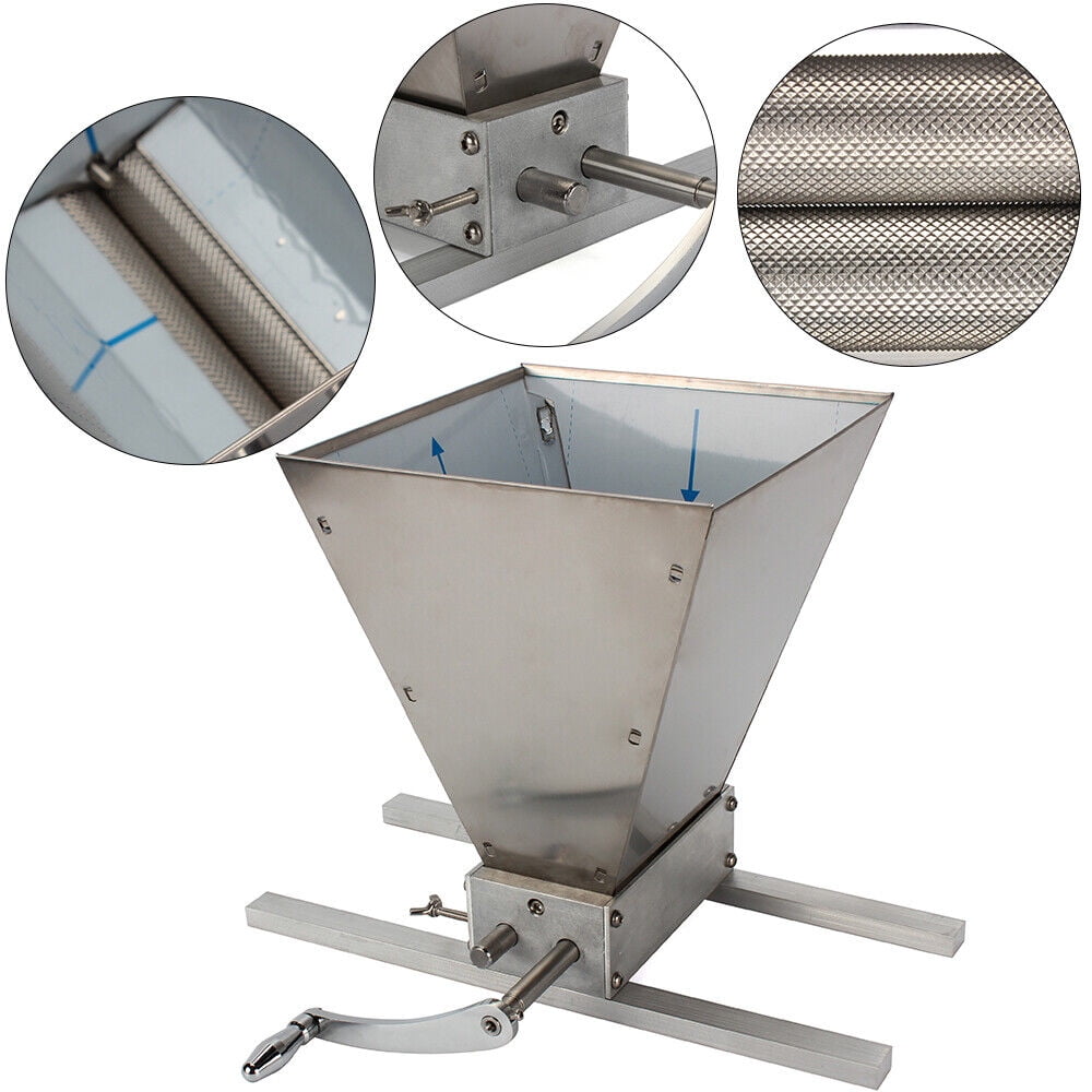 Miumaeov 2 Roller Crusher Stainless Steel Malt Mill Homebrew Grain ...