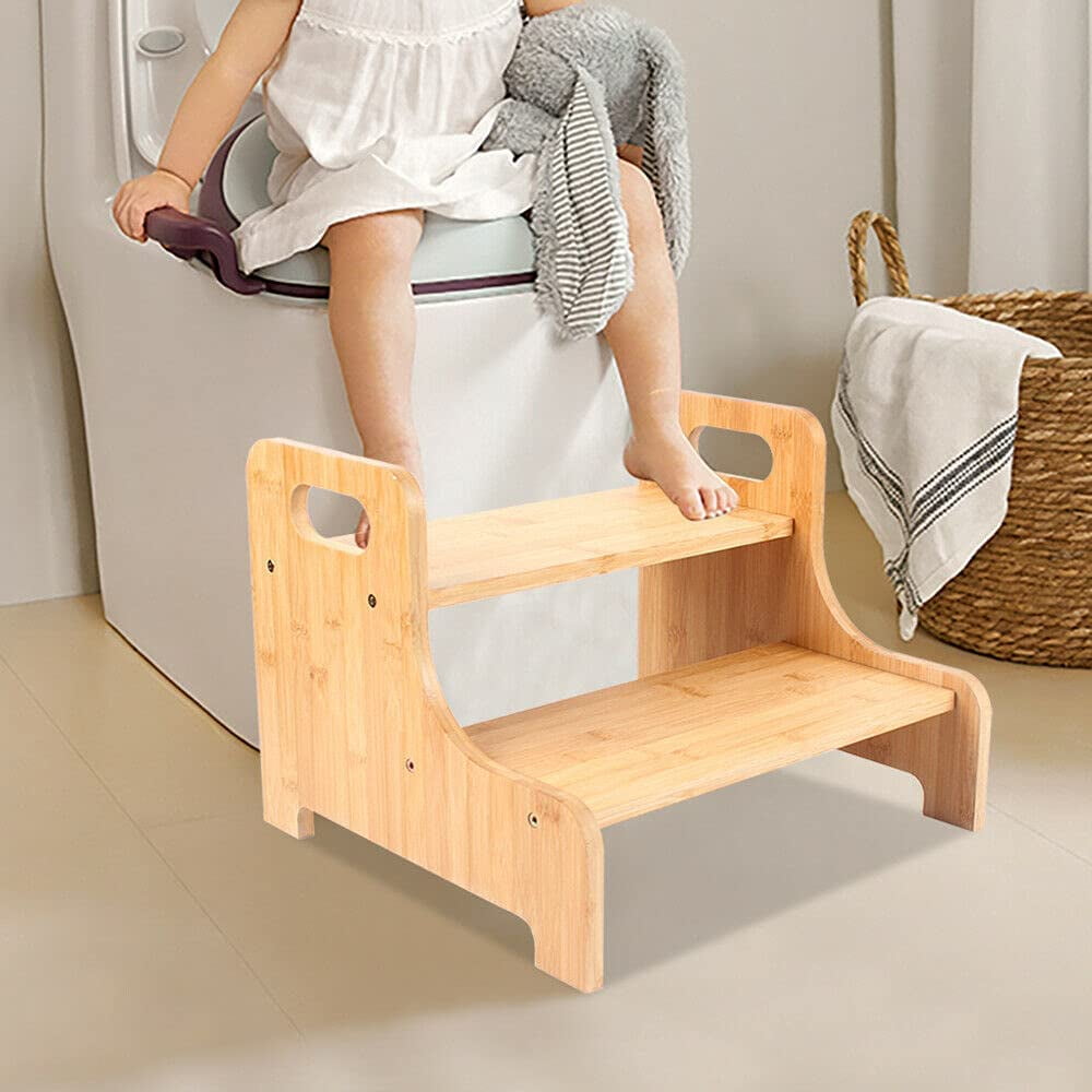 Miumaeov 2 Step Stool Bed Stair Steps Wood Home Ladder Kids Elder ...