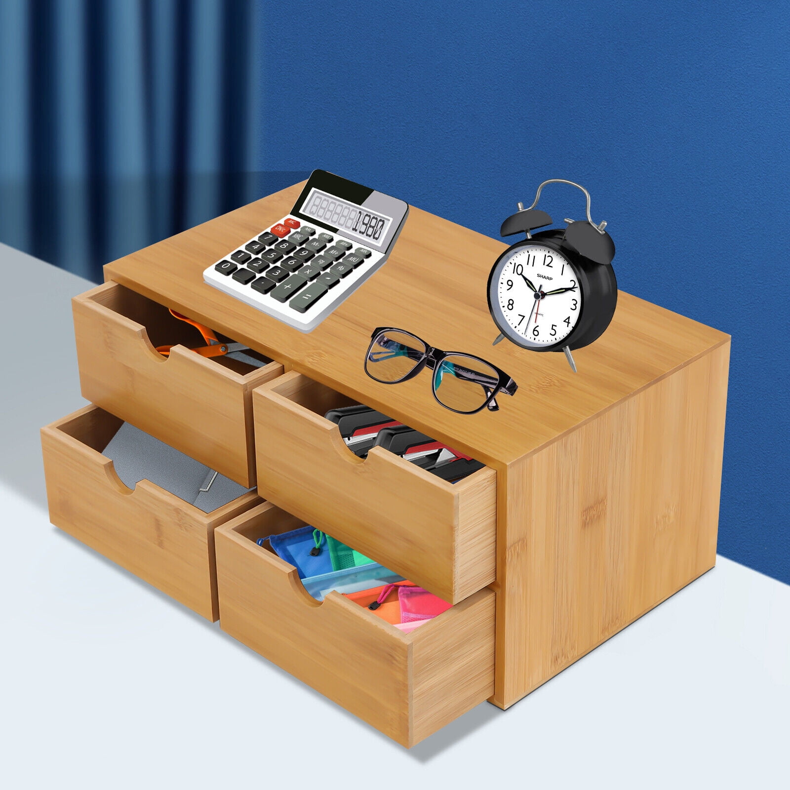 Miumaeov 2-Tier Bamboo Desktop Organizer Bamboo Tabletop Storage ...
