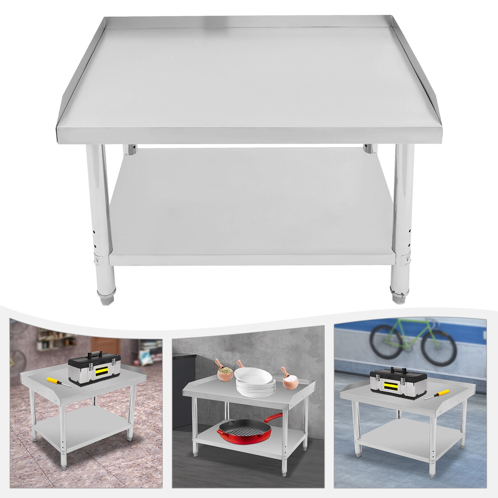 Miumaeov 2-Tier Commercial Adjustable Work Table Kitchen Restaurant ...