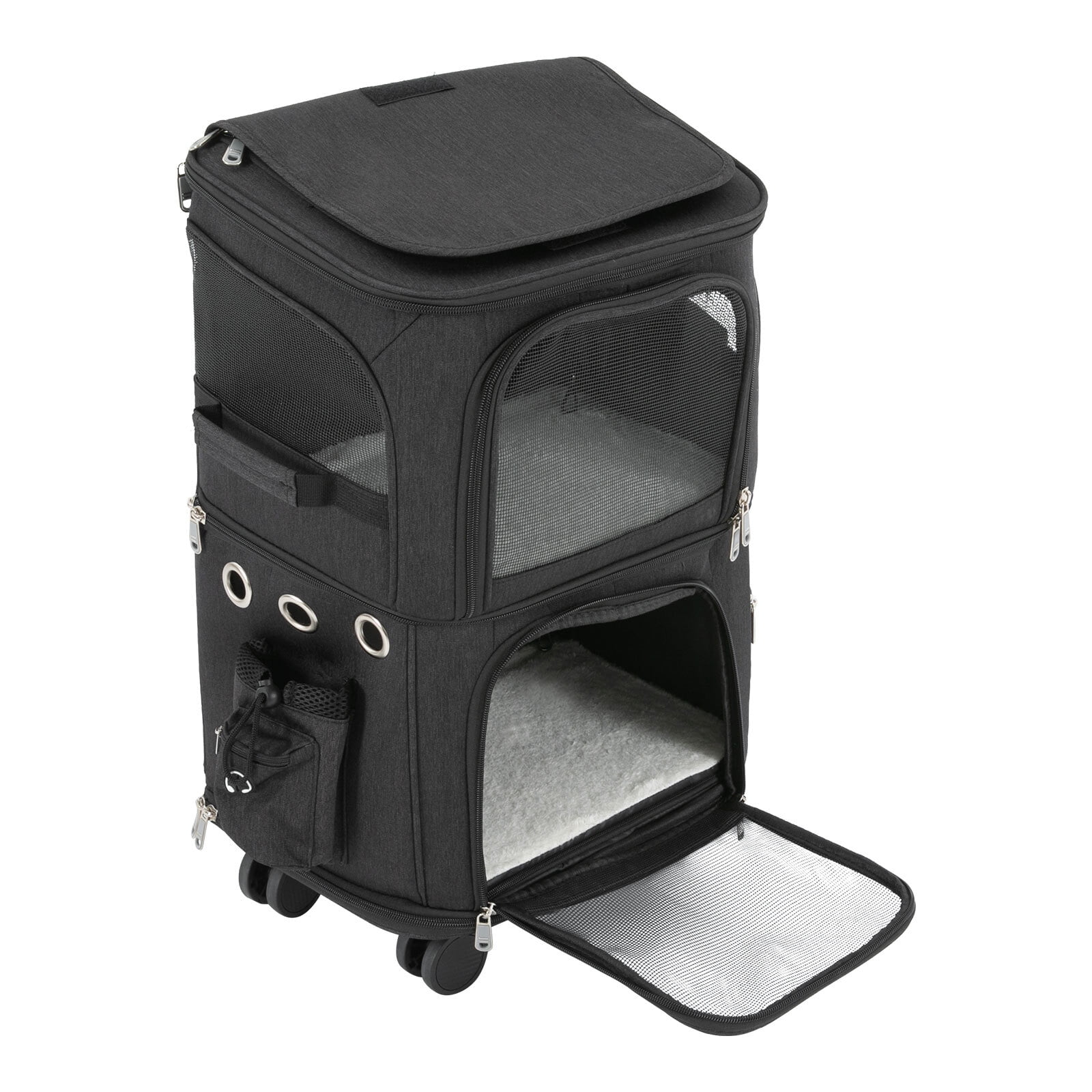 Miumaeov 2 Tier Foldable Rolling Pet Carrier 10kg Cat Dog Trolley Bag ...