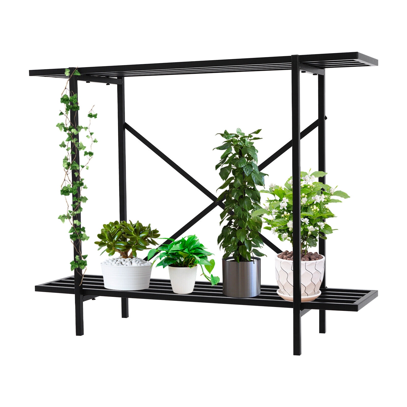 Miumaeov 2 Tier Plant Stand Fower Pot Hplder Potted Display Rack Indoor ...