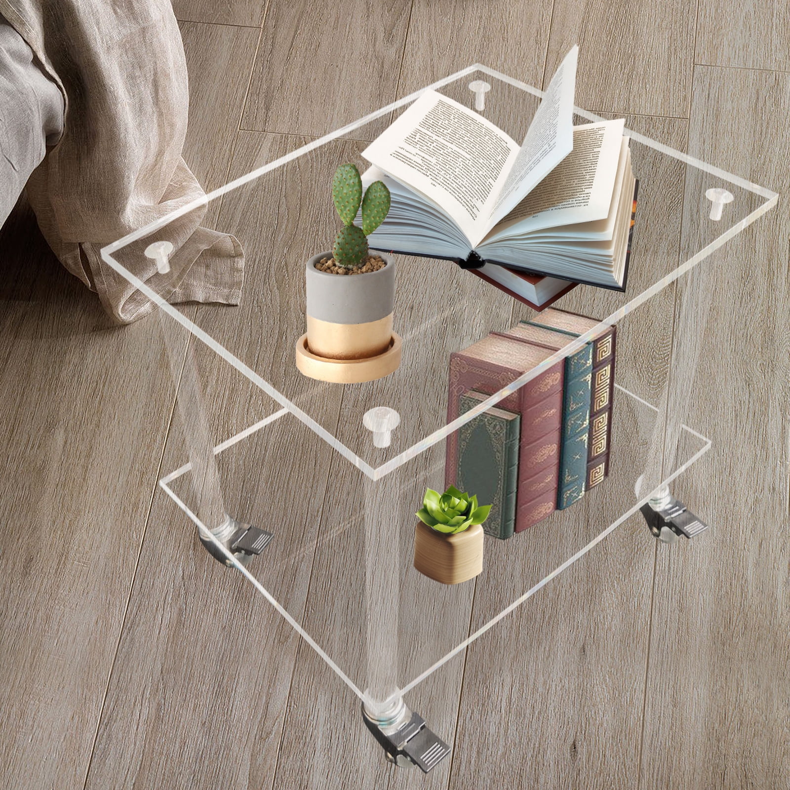 Miumaeov 2-Tier Printer Stand with Wheels Acrylic Under Desk Printer ...