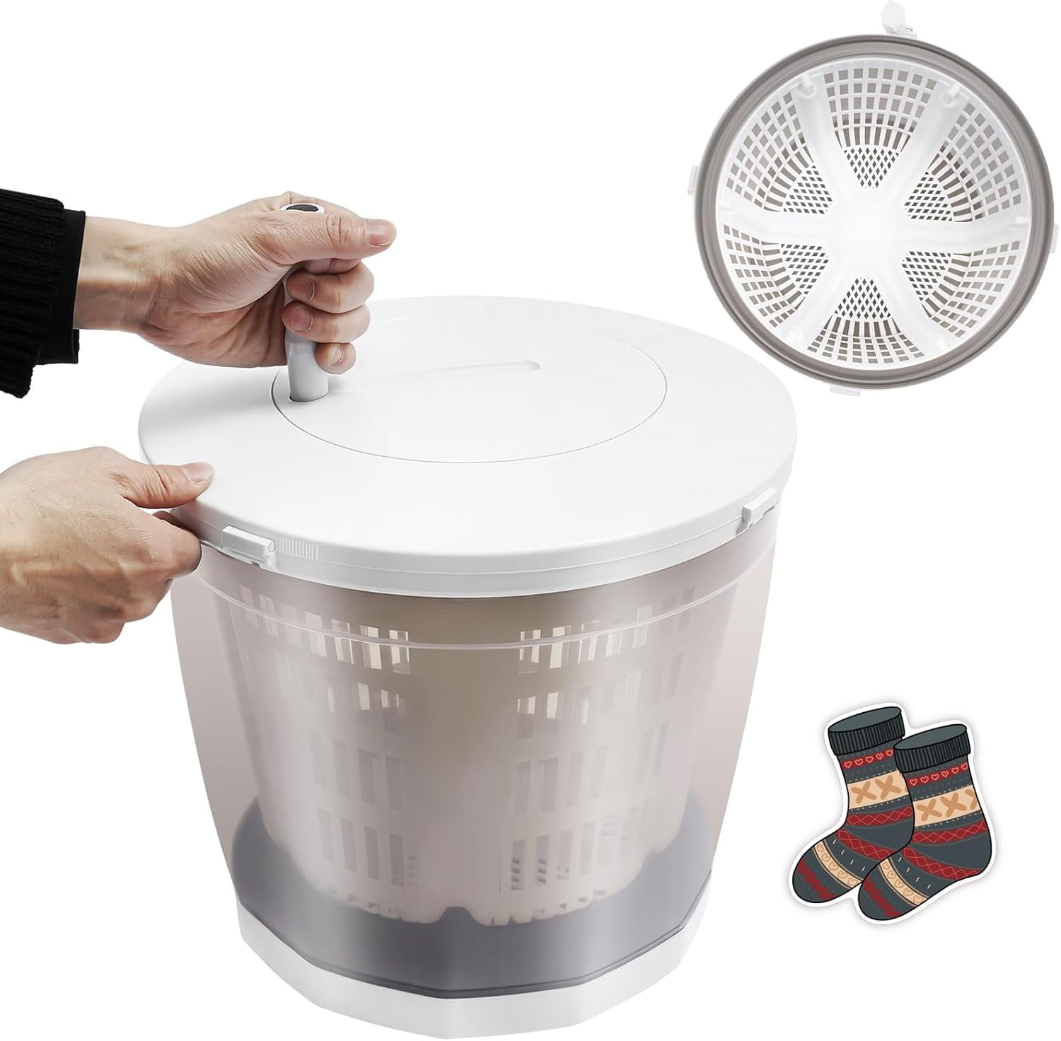 Miumaeov 2 in 1 Non-Electric Washing Machine, Grey Mini Manual Washing ...