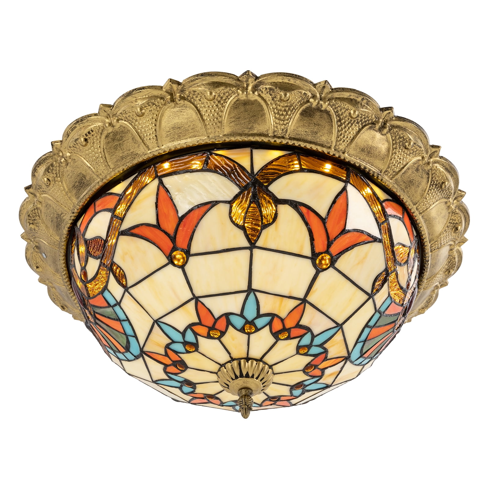 Miumaeov 20.47'' Ceiling Light Fixture Flush Mount Retro Handmade Glass ...