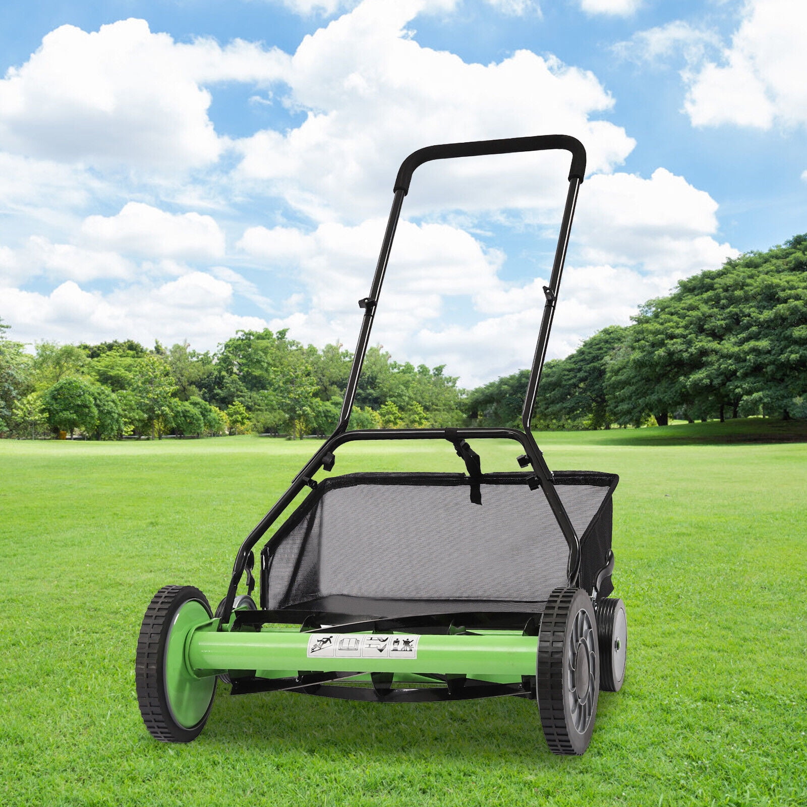 Miumaeov 20 inch Manual Lawn Mower Hand Push Reel Walk-Behind Grass ...