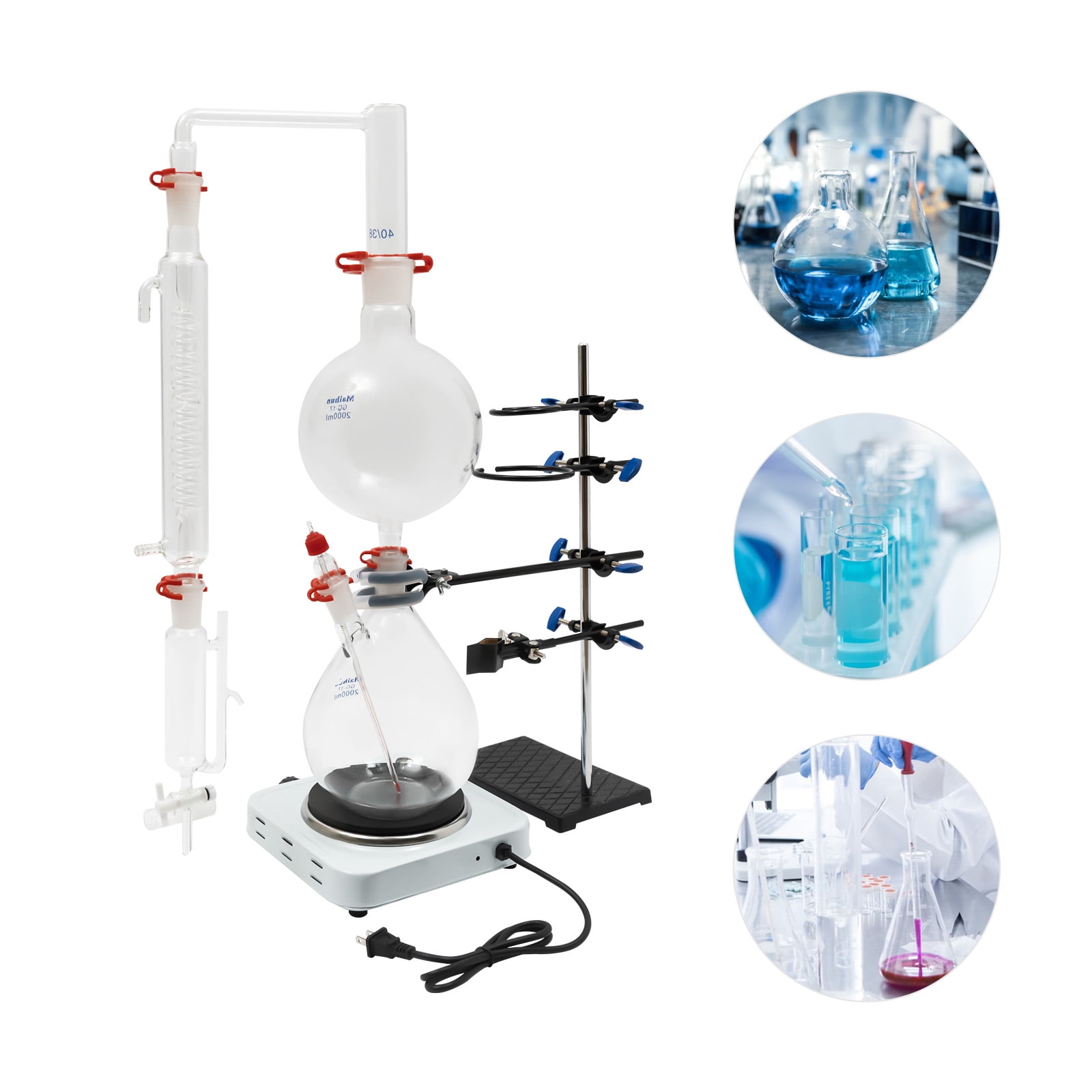 Miumaeov 2000ml Essential Oil Distillation Apparatus with Condenser ...