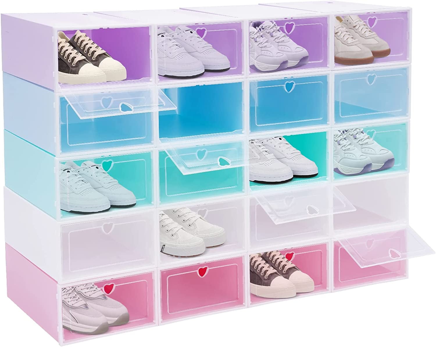 Miumaeov 20Pack 5 Color Shoe Display Case Box Large Storage Cabinet ...
