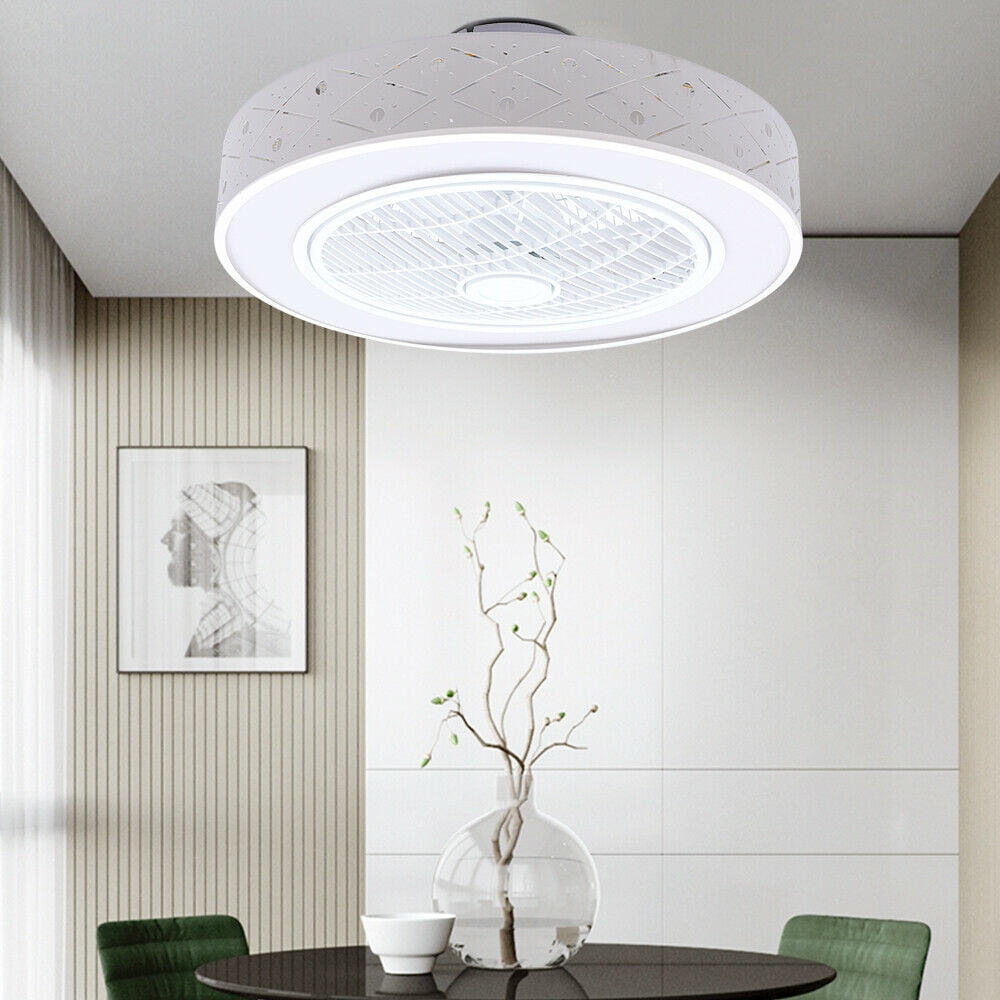 Miumaeov 22'' Modern Round Ceiling Fan Light Dimmable Flush Mount LED ...