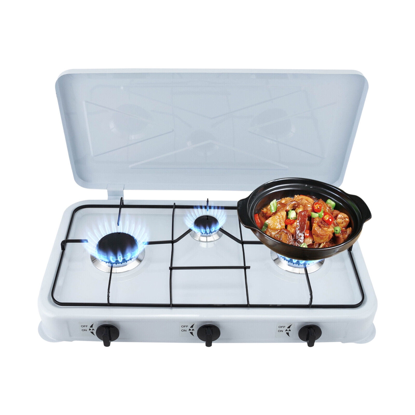 Miumaeov 23.23" 3 Burners Gas Stove Rectangular LPG Cooktop Gas Powered ...
