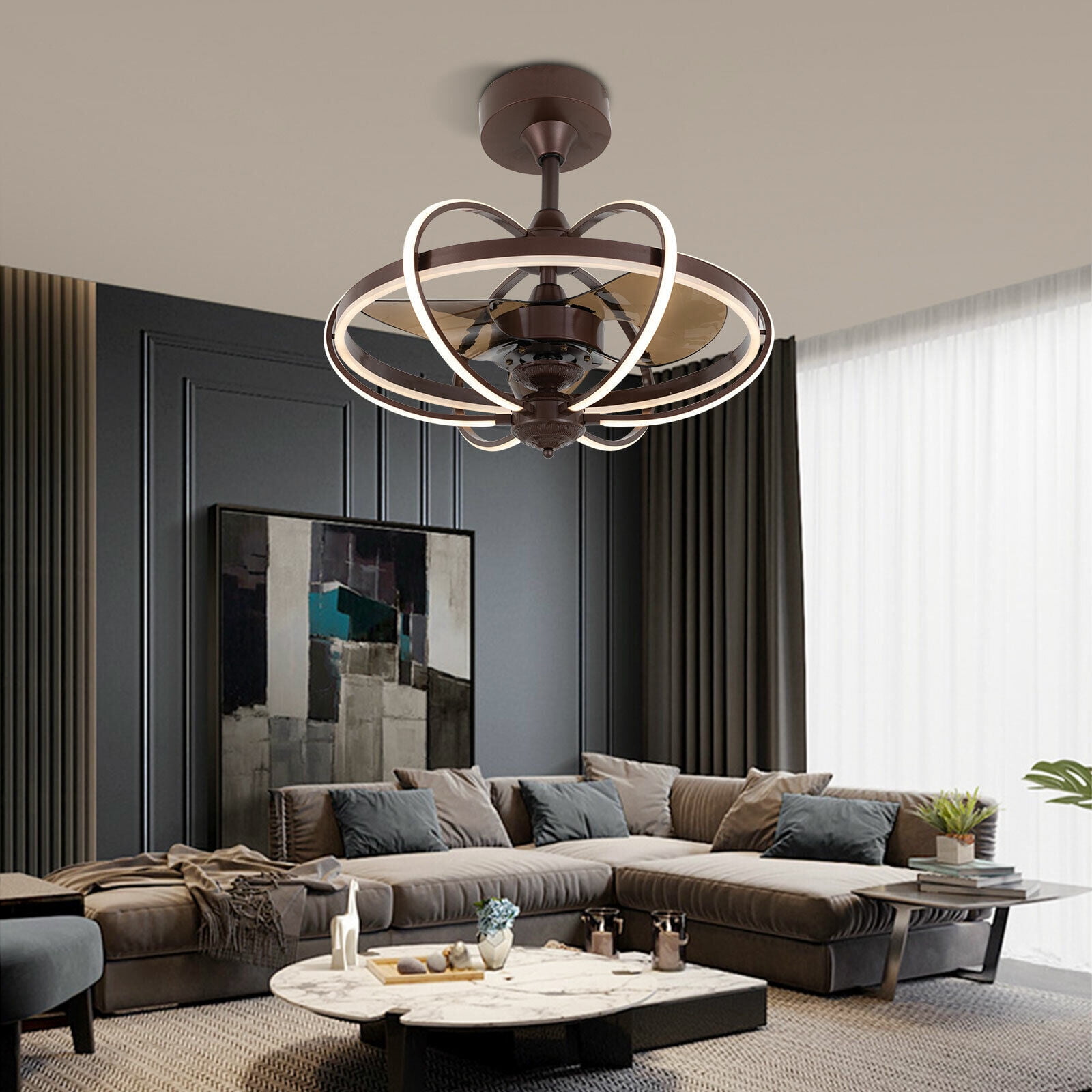 Miumaeov 23" Modern Ceiling Fan with Light and Remote Control LED ...