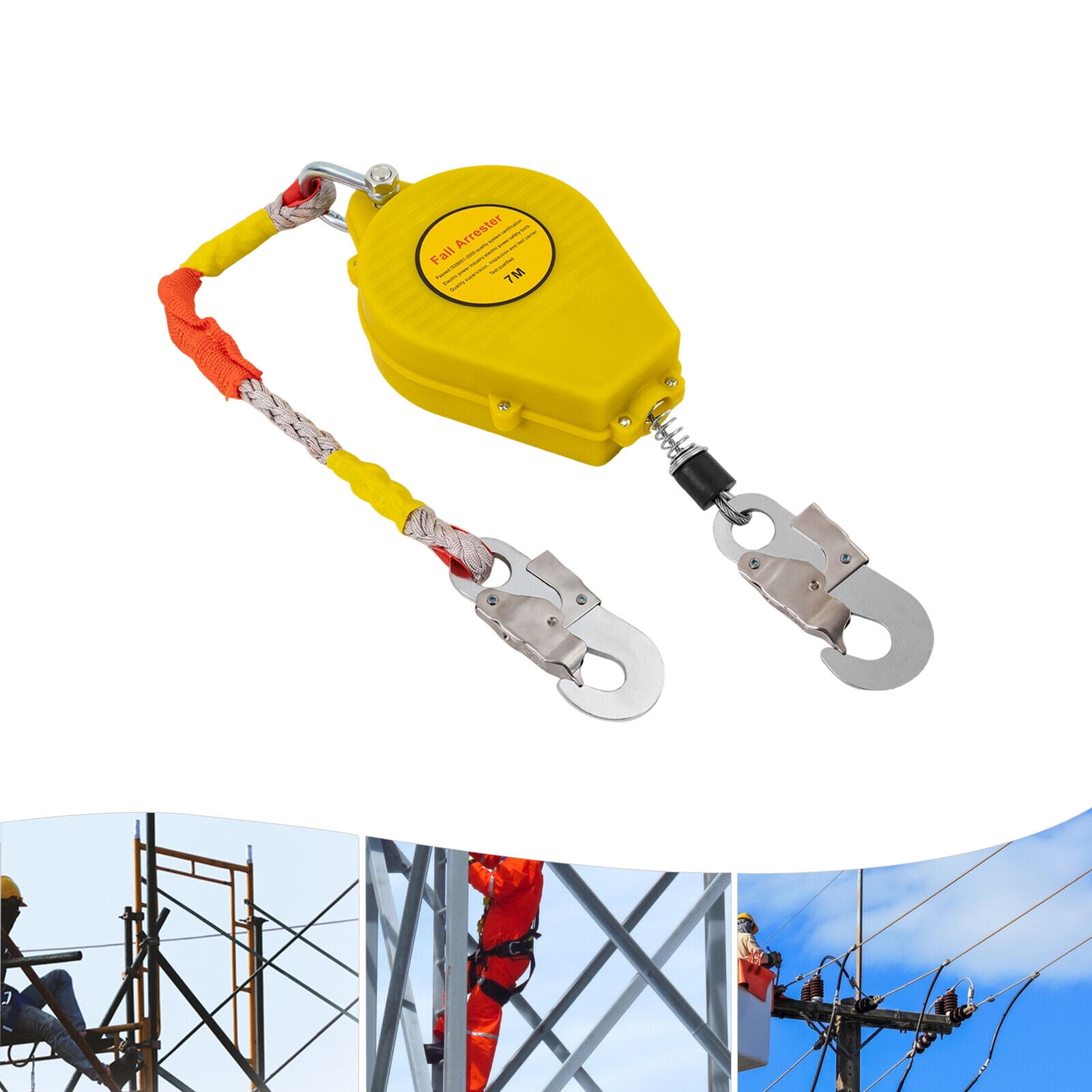 Miumaeov 23ft Self Retracting Lifeline Lanyard Fall Arrester Protection+Hook Rope 330lbs ...