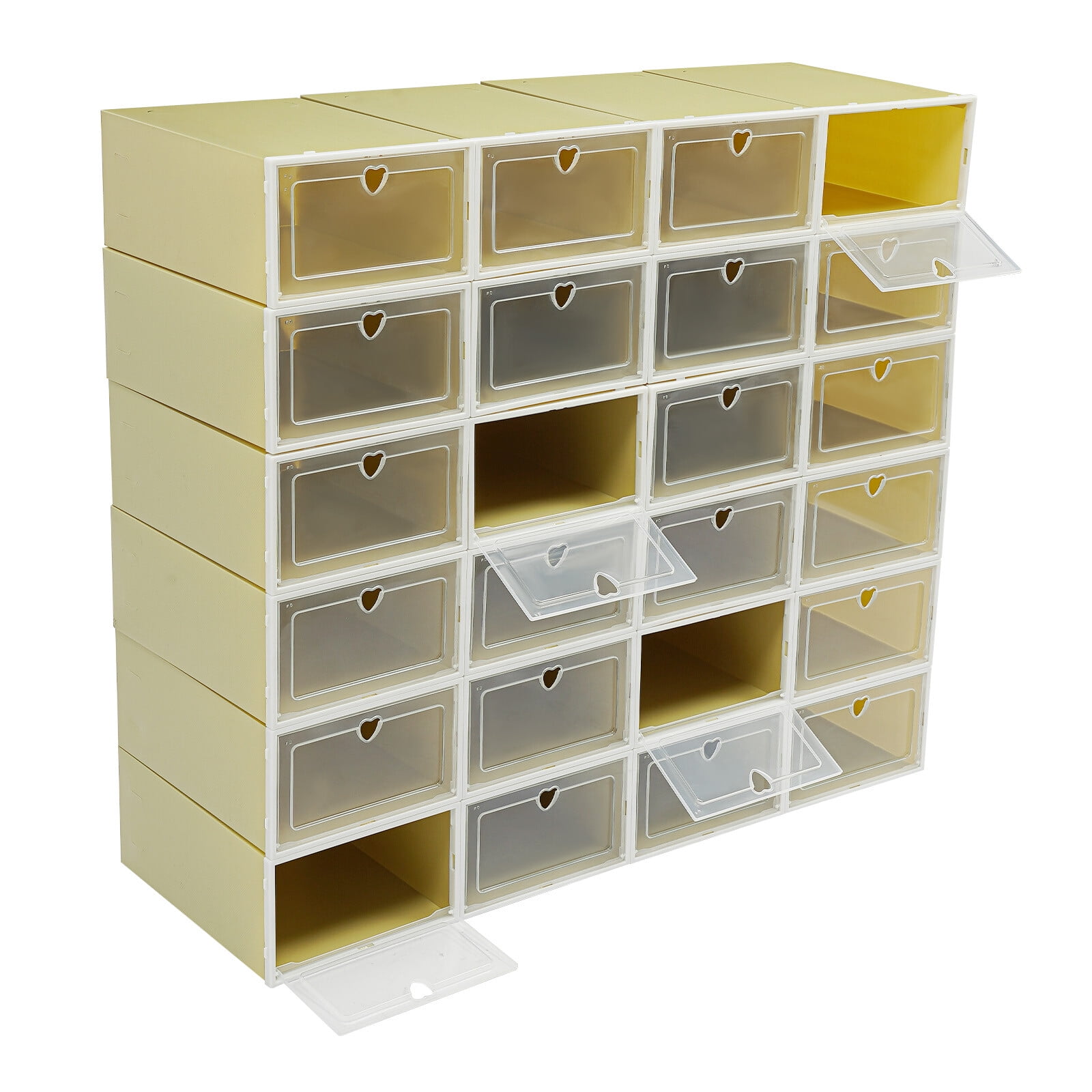 Miumaeov 24 PACK Shoe Boxes Entryway Stackable Shoes Storage Organizer ...