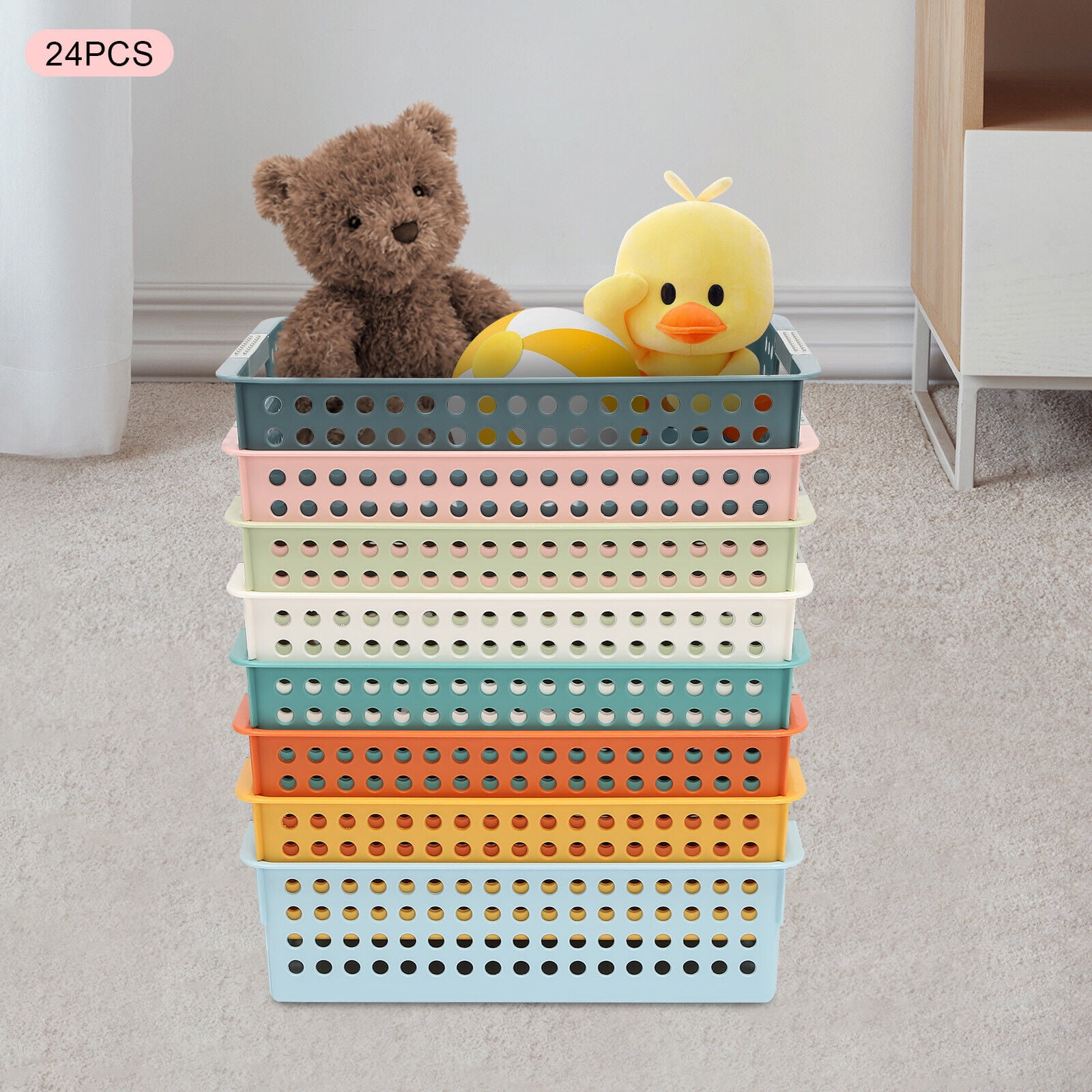 Miumaeov 24 Pack Classroom Baskets Colorful Organizer Baskets Storage ...