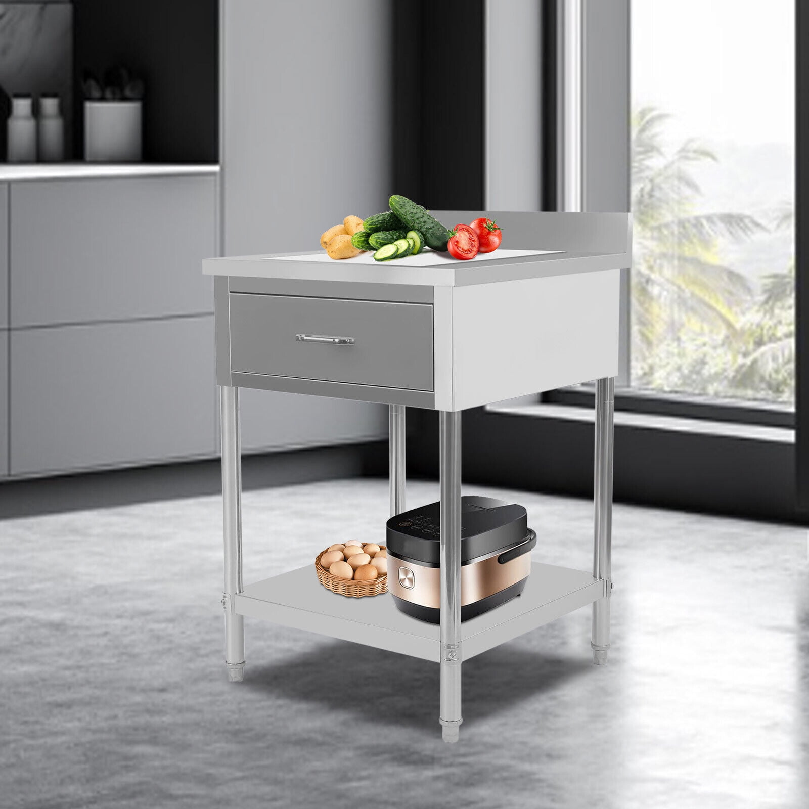 Miumaeov 24" x 24" Kitchen Work Table Stainless Steel Heavy Duty Food ...