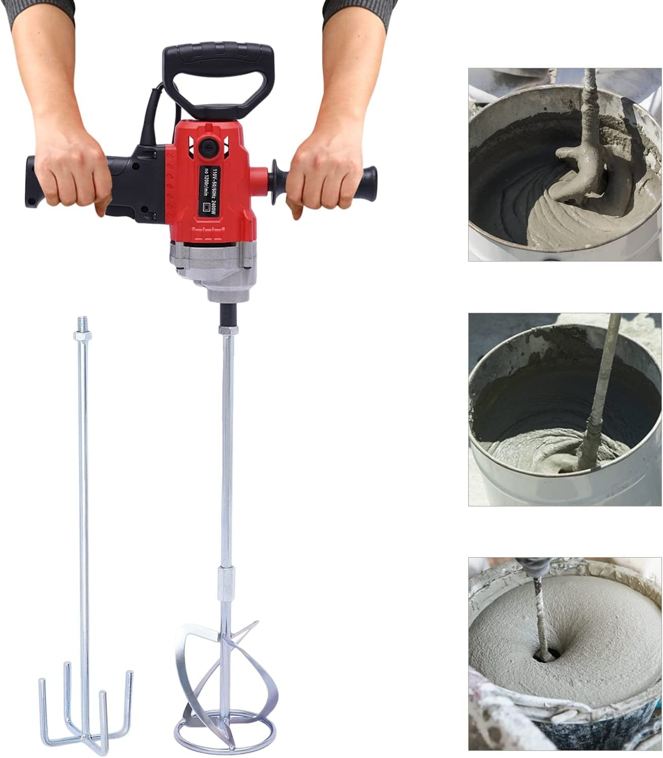 Miumaeov 2400W Corded Concrete Mixing Drill Machine Electric Drill ...