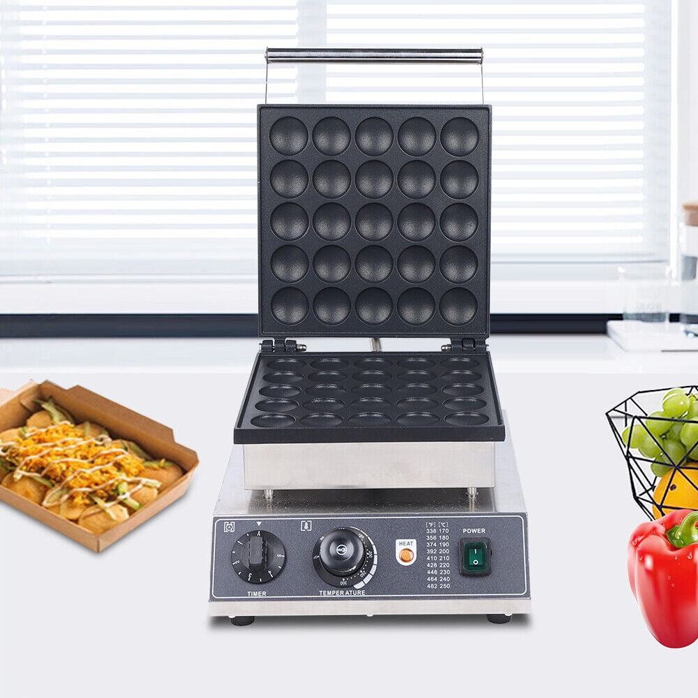 Miumaeov 25 Holes Commercial Electric Mini Dutch Pancake Maker Nonstick ...