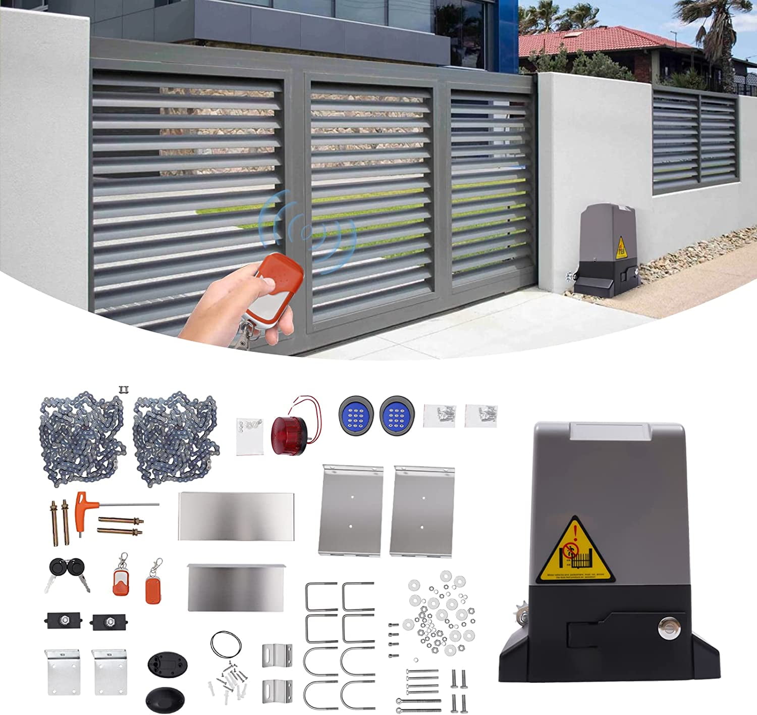 Miumaeov 2500 lb Automatic Sliding Gate Opener with 2 Remote Controls ...