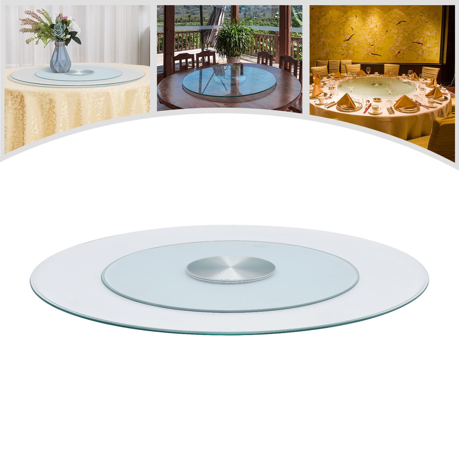 Miumaeov 27.56'' Lazy Susan Turntable Dining Table Centerpiece Tempered ...