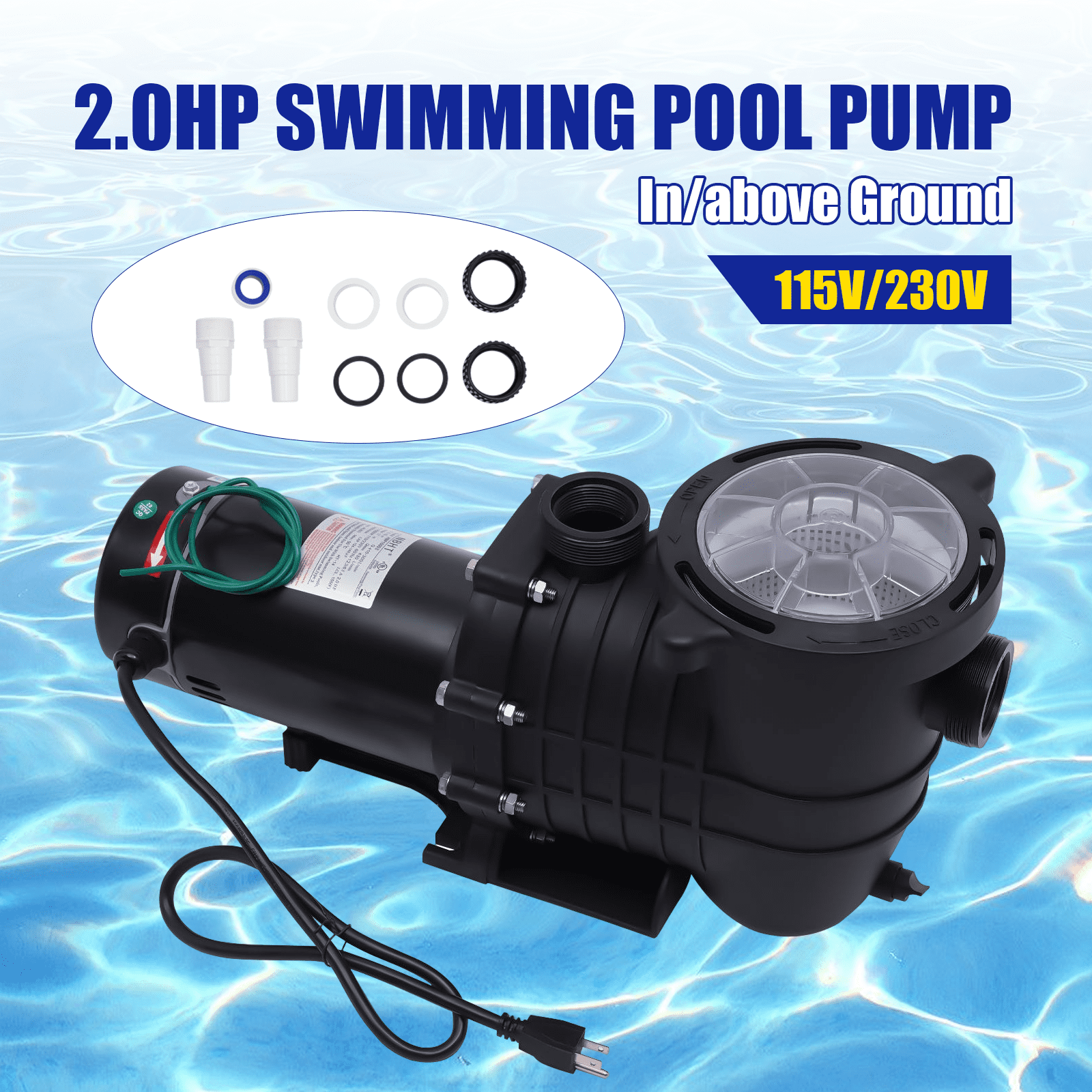 Miumaeov 2HP Pool Pump 6815GPH 1500W Powerful Self Priming Pool Pump In ...