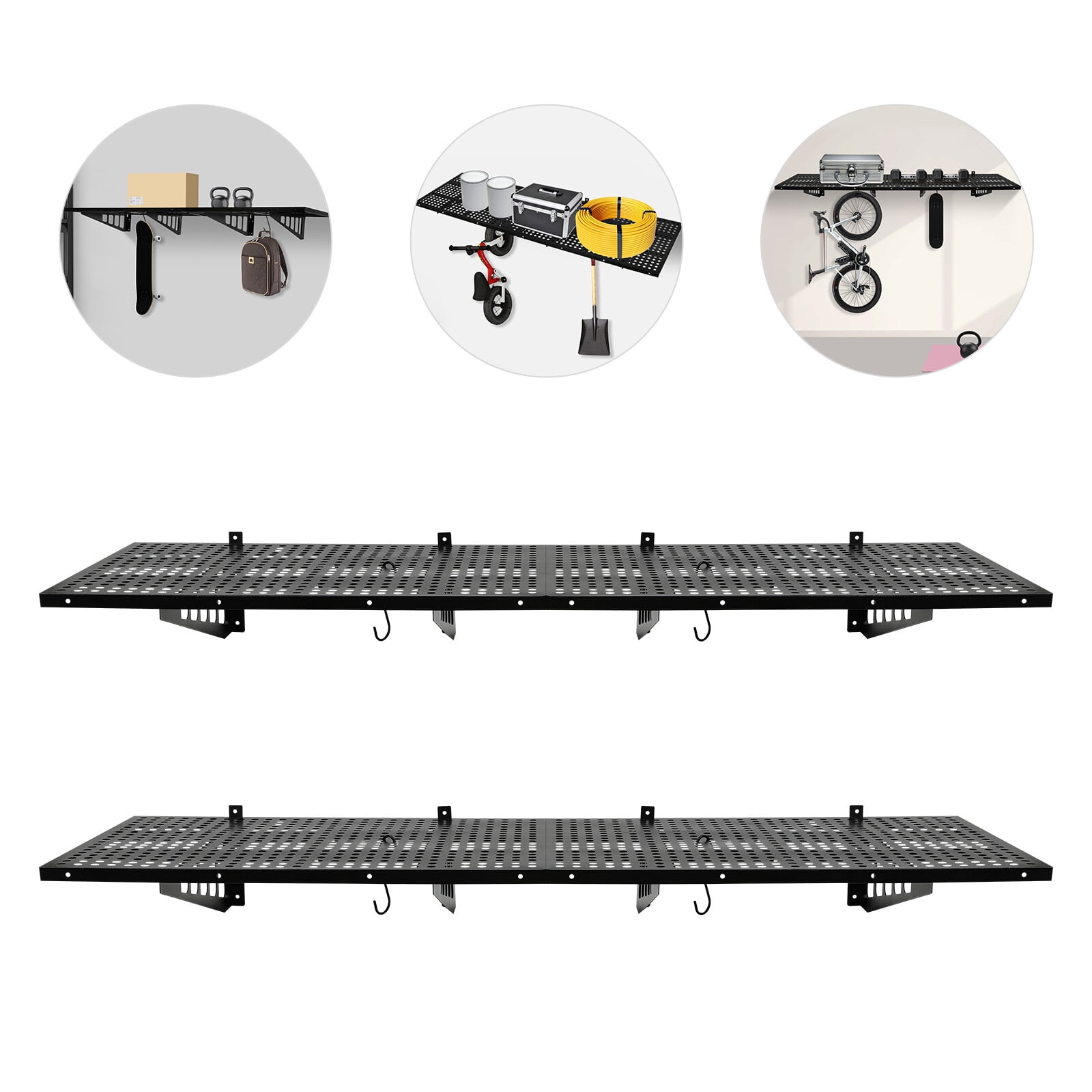 Miumaeov 2PACKS Garage Wall Shelves 560LBS 72*24in Storage Shelf Wall ...