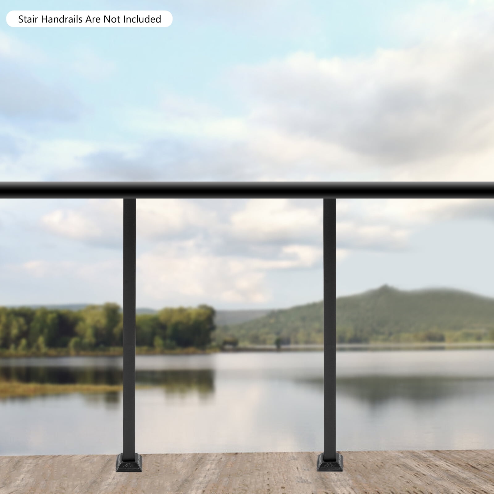 Miumaeov 2Pcs 38" Black Deck Railing Wrought Iron Handrail Post Kit ...