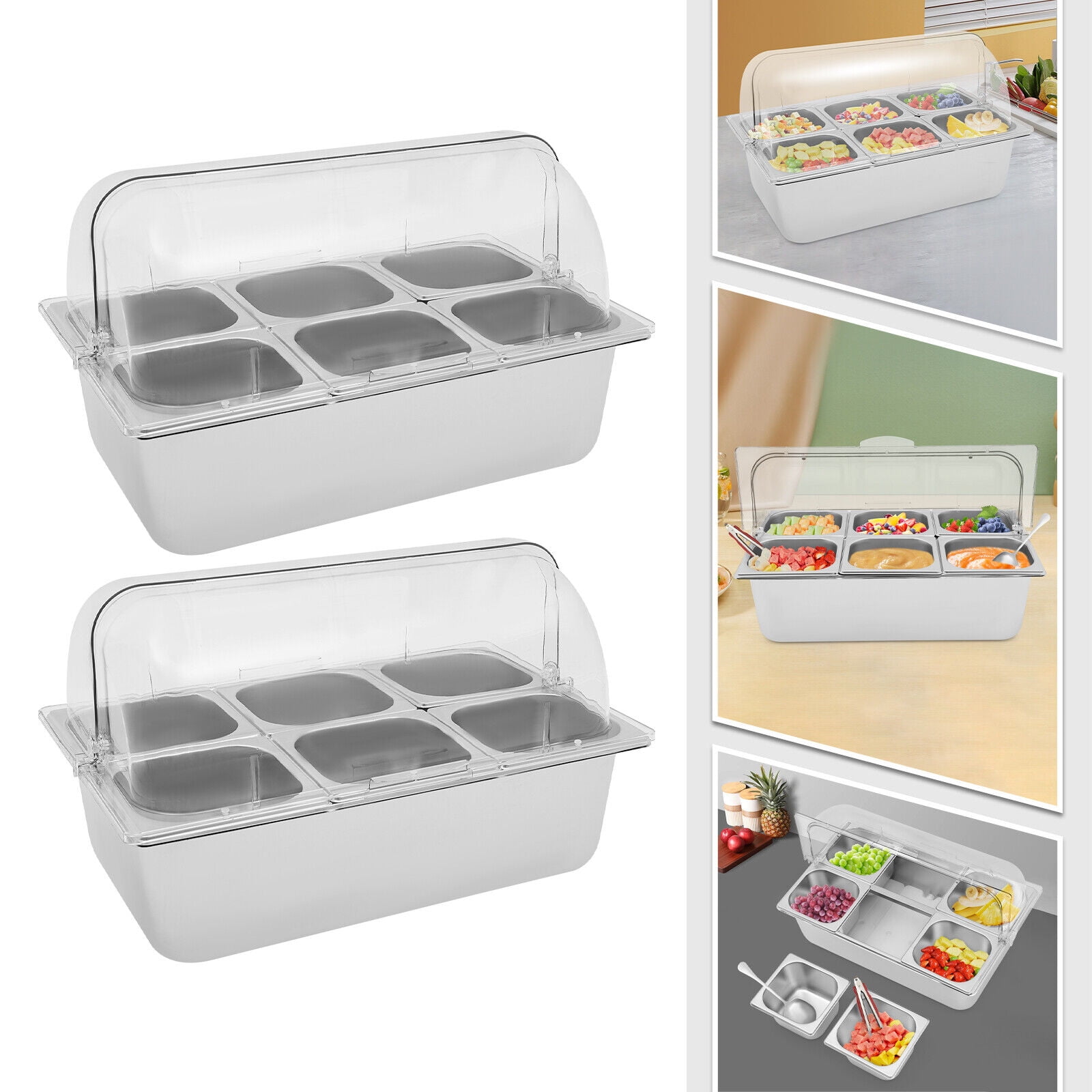 Miumaeov 2pcs 6-compartment Food Serving Container Flip Top Food ...