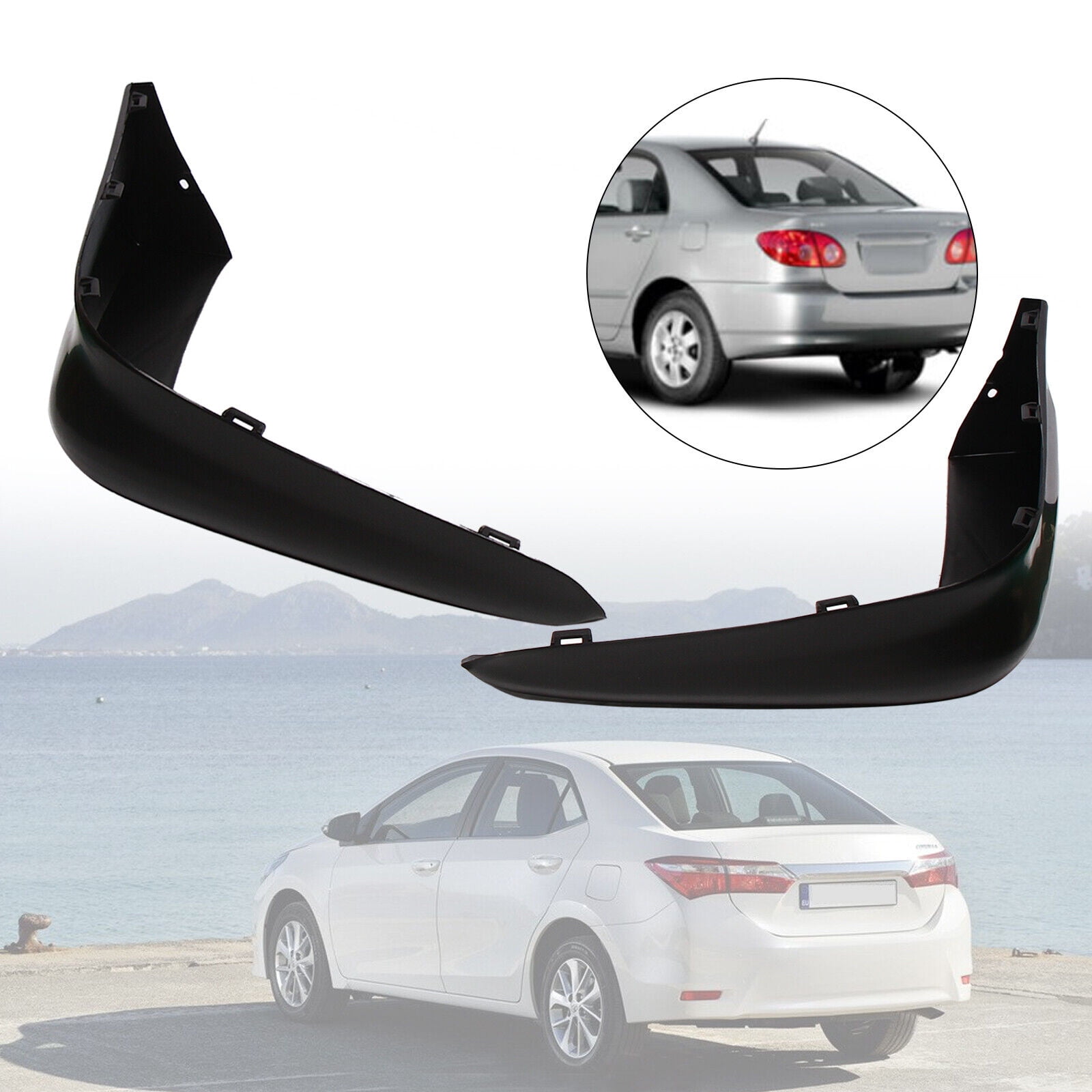 Miumaeov 2pcs Rear Bumper Lower Spoiler Body Kit Lips Set Black For ...