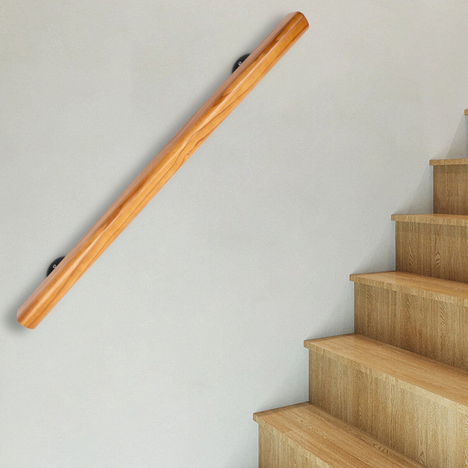 Miumaeov 3.3FT Handrail Wood Staircase Grab Bar Wall Mount Steps Stair ...
