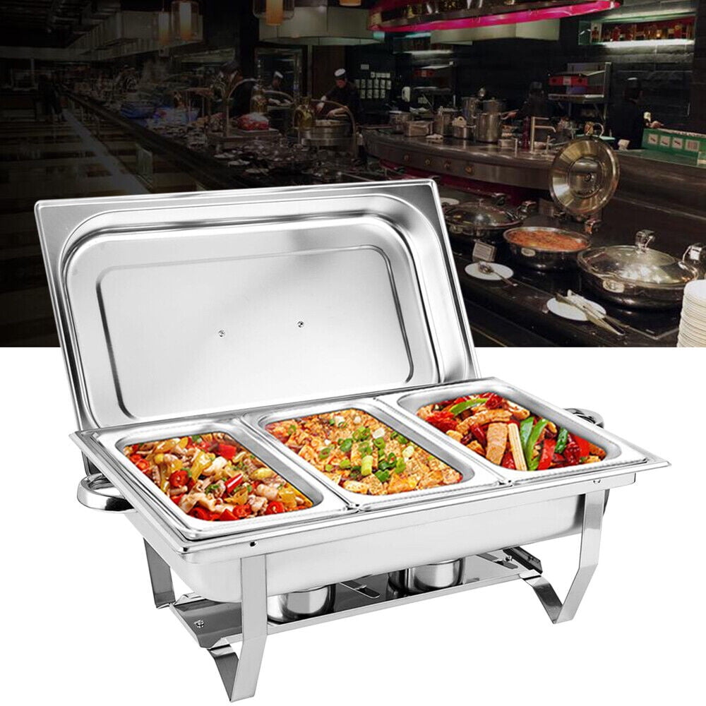 Miumaeov 3*3L Chafing Dishes Buffet Food Pan Set Stainless Steel ...