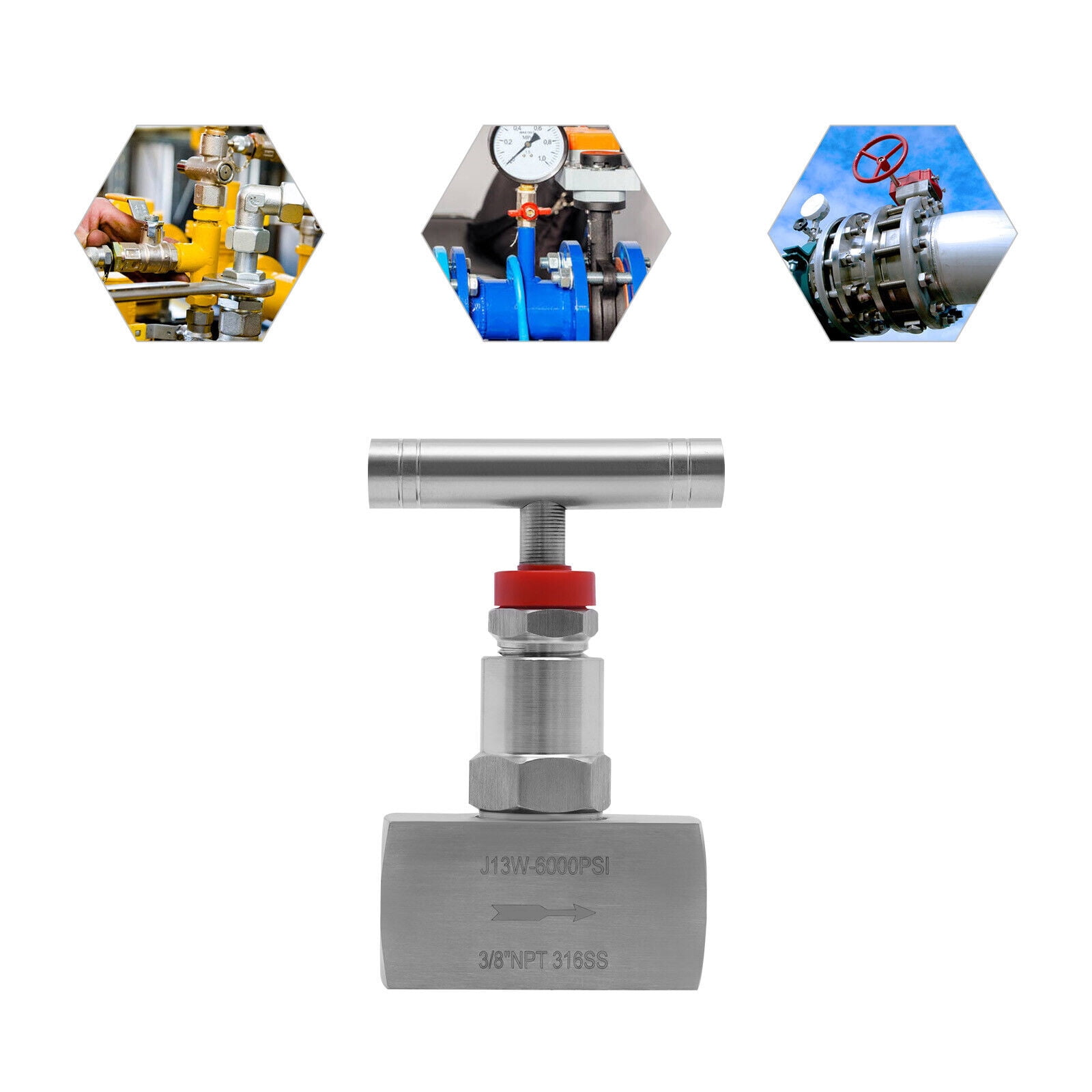 Miumaeov 3/8“ NPT Straight Needle Valve 6000 PSI 316 Stainless Steel ...