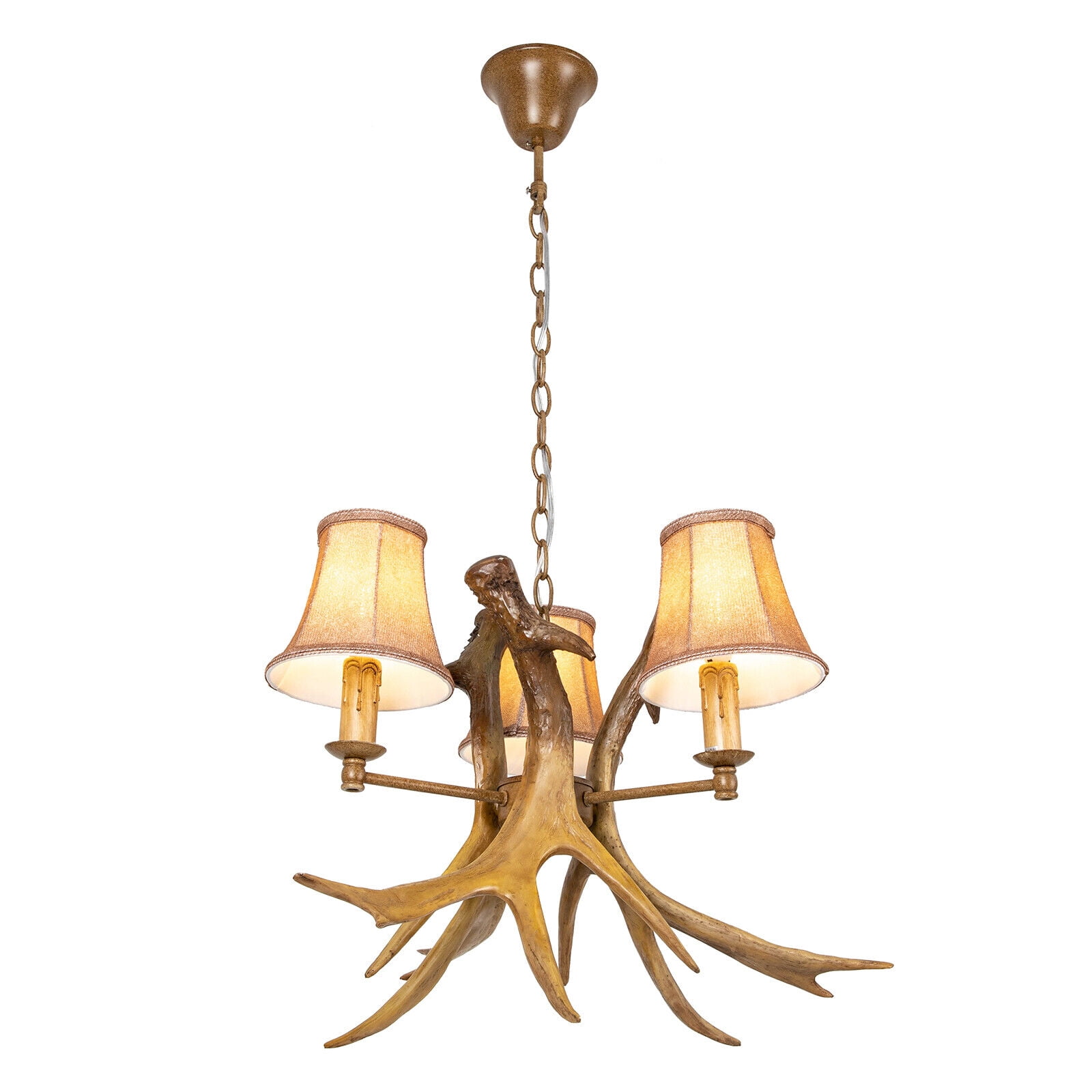 Miumaeov 3 Light Antler Chandelier Rustic Resin Antler Ceiling Light ...