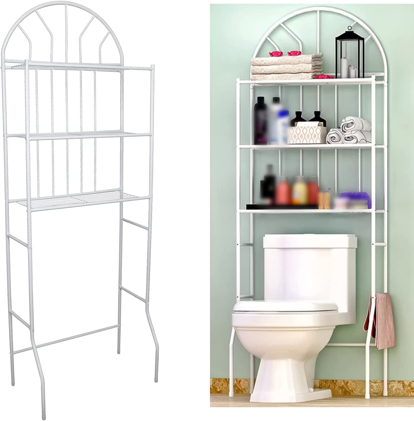 Miumaeov 3-Shelf Bathroom Organizer Over Toilet Storage Rack 69.7 X 25.6 X 13.4inch Free ...