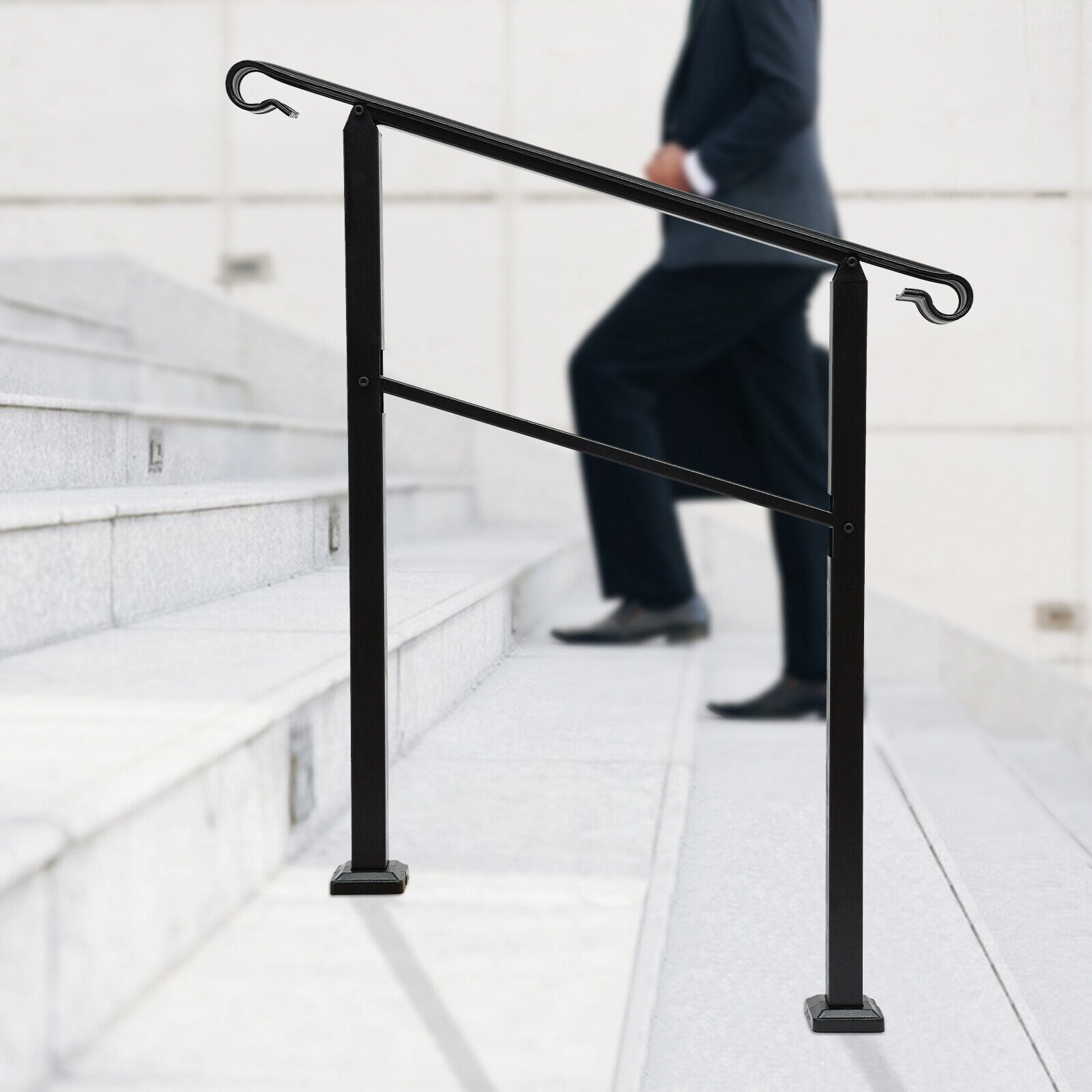 Miumaeov 3 Steps Indoor Outdoor Handrail Iron Hand Rail Stair Railing ...
