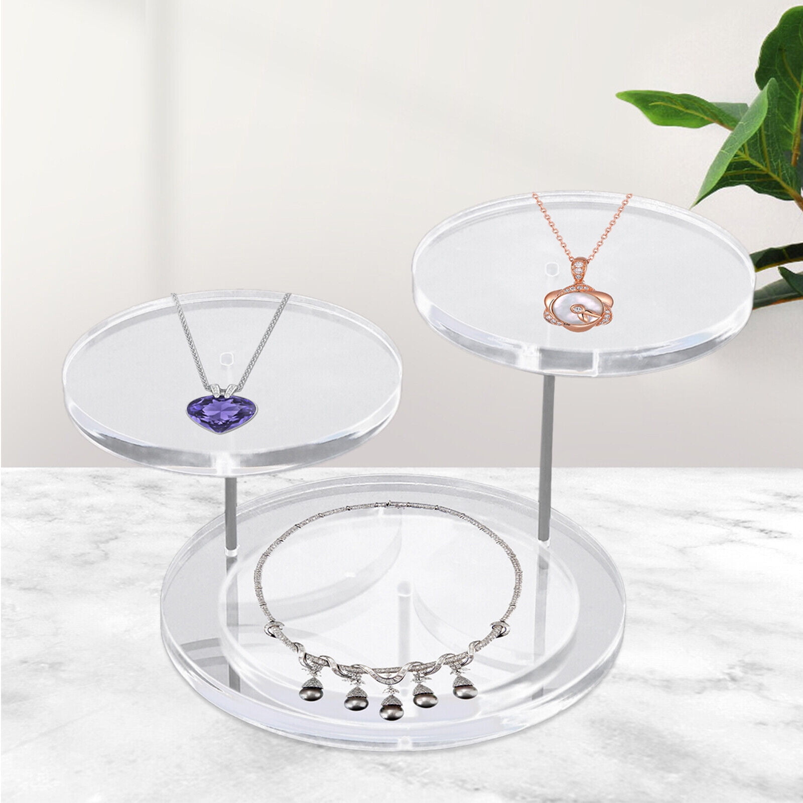 Miumaeov 3 Tier Acrylic Jewelry Display Stand Transparent Round Jewelry ...
