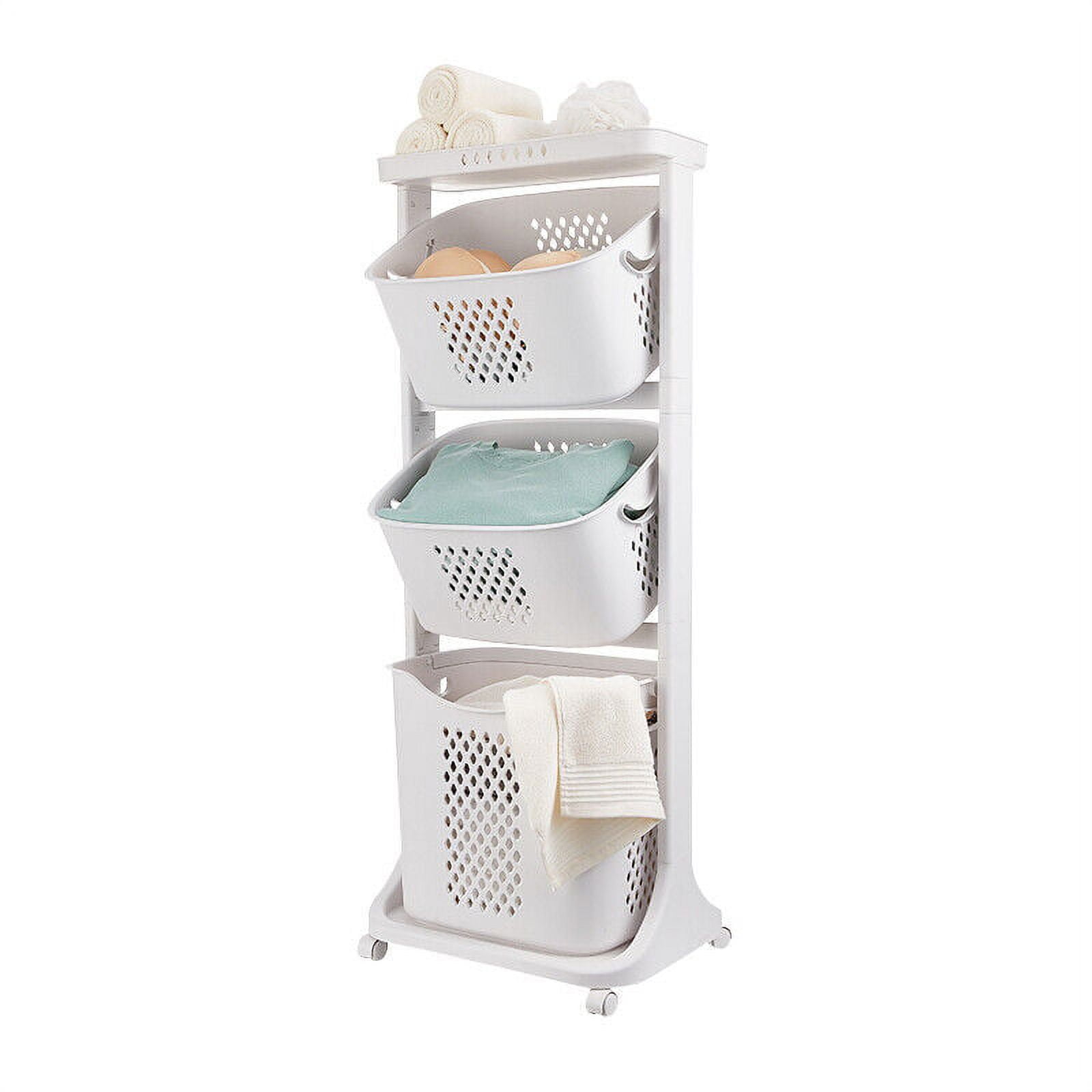 Miumaeov 3 Tier Laundry Hamper Basket Clothes Sorter Storage Organizer ...