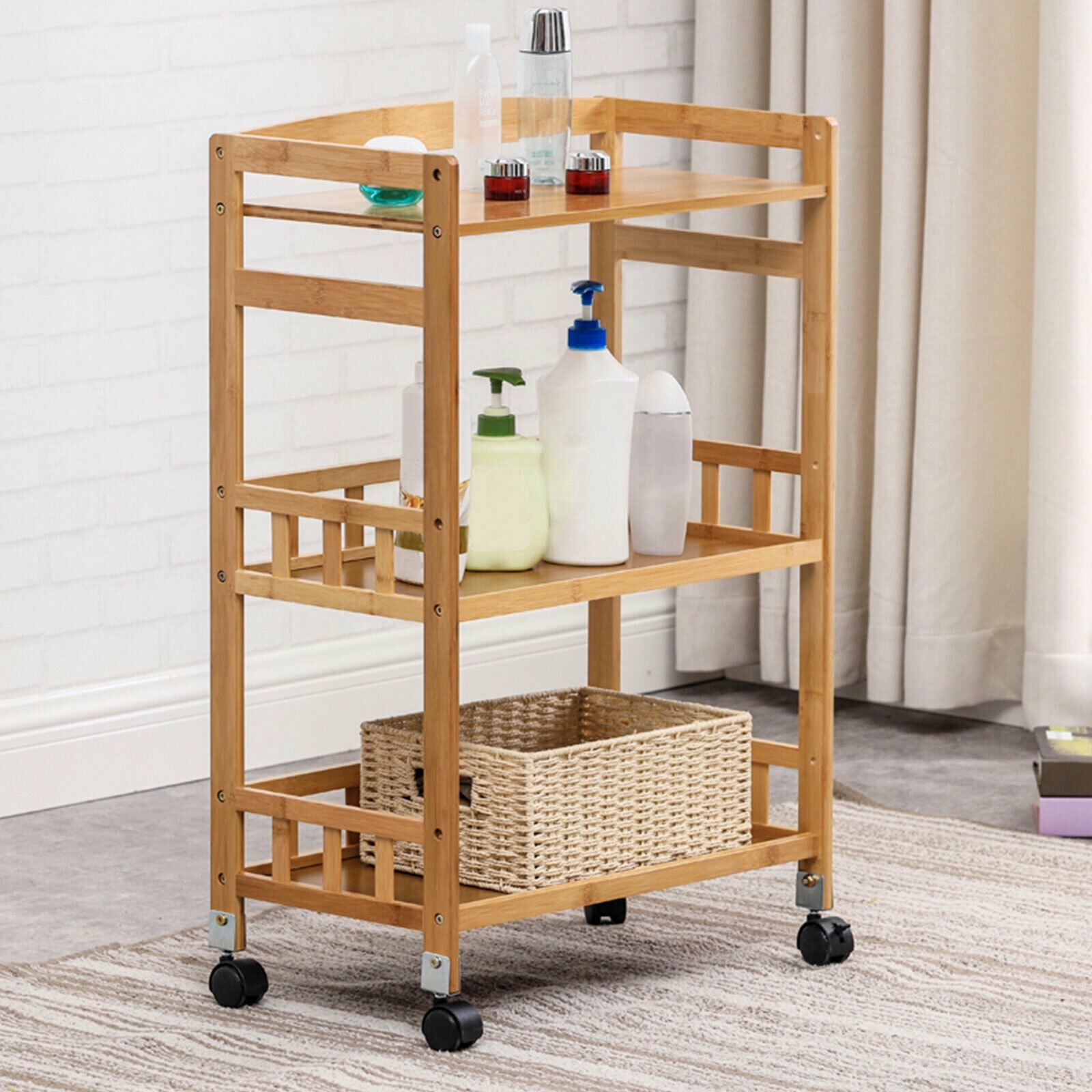 Miumaeov 3-Tier Mobile Kitchen Serving Cart Rolling Bar Storage Shelves ...