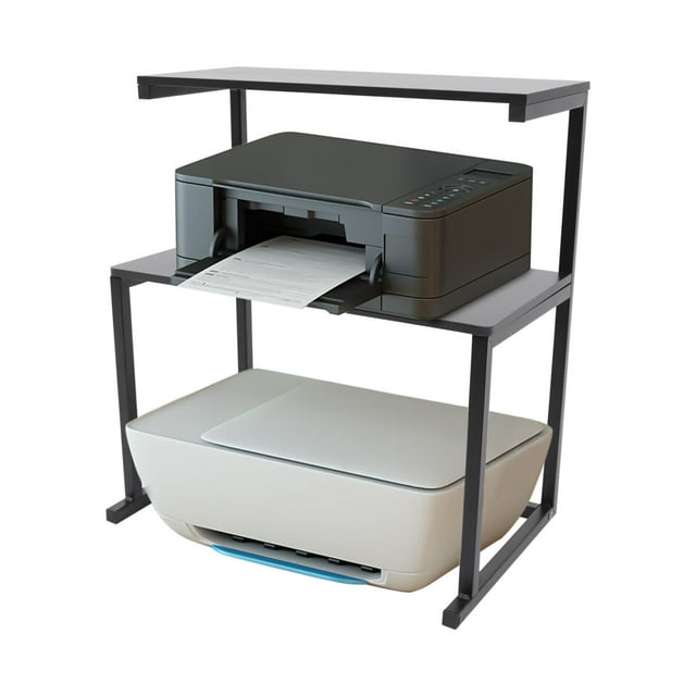 Miumaeov 3-Tier Printer Stand Tabletop Black Printer Rack Storage ...